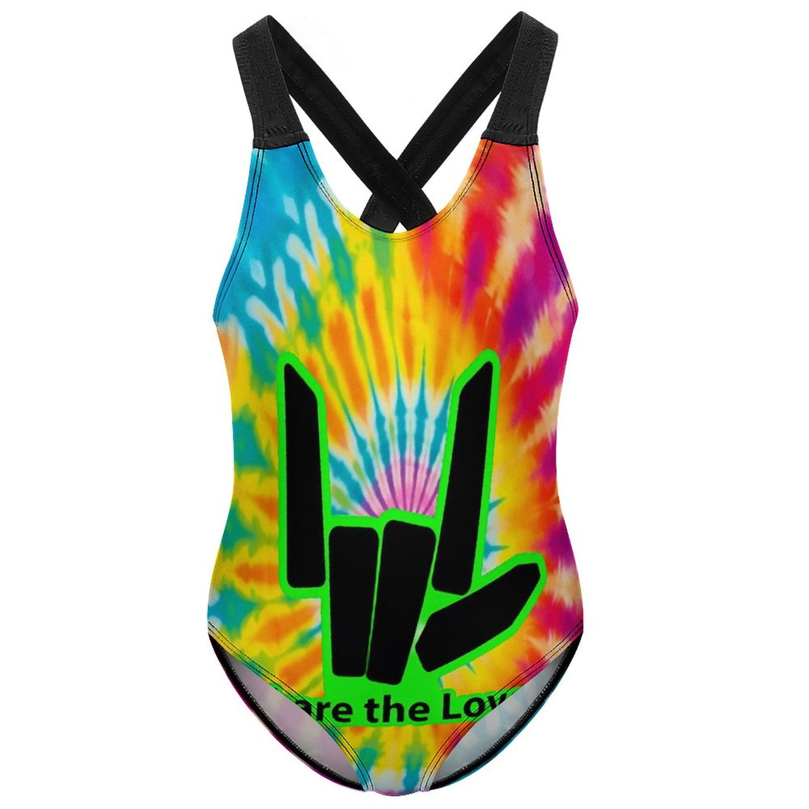 Girls Share The Lo-ve One Piece Swimsuits Bathing Suits Cross Back ...
