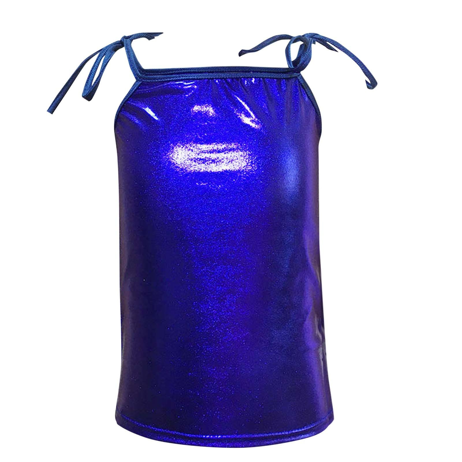 Girls Shiny Metallic Camisole Party Club Spaghetti Strap Tank Tops ...