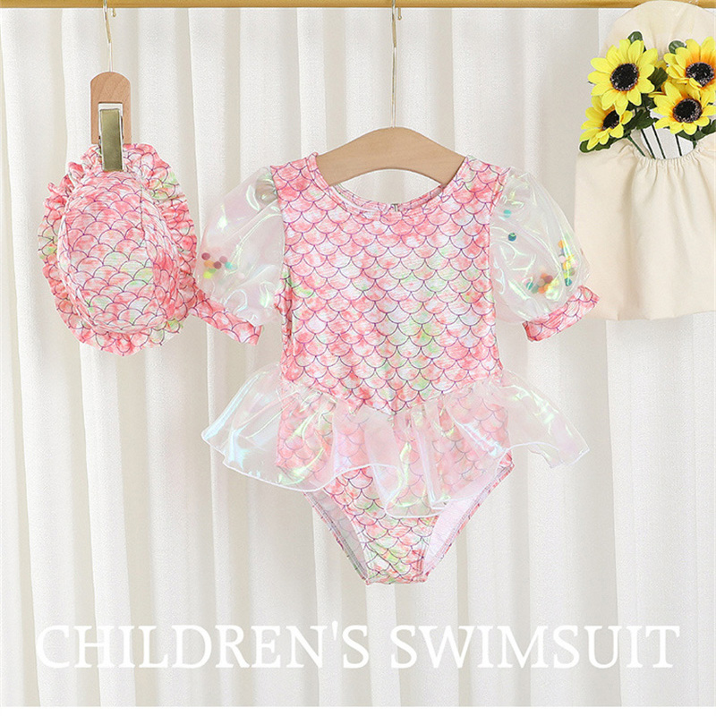 Girls Shiny Swimwear Princess Sweet Summer Beachwear Kids Cute ...