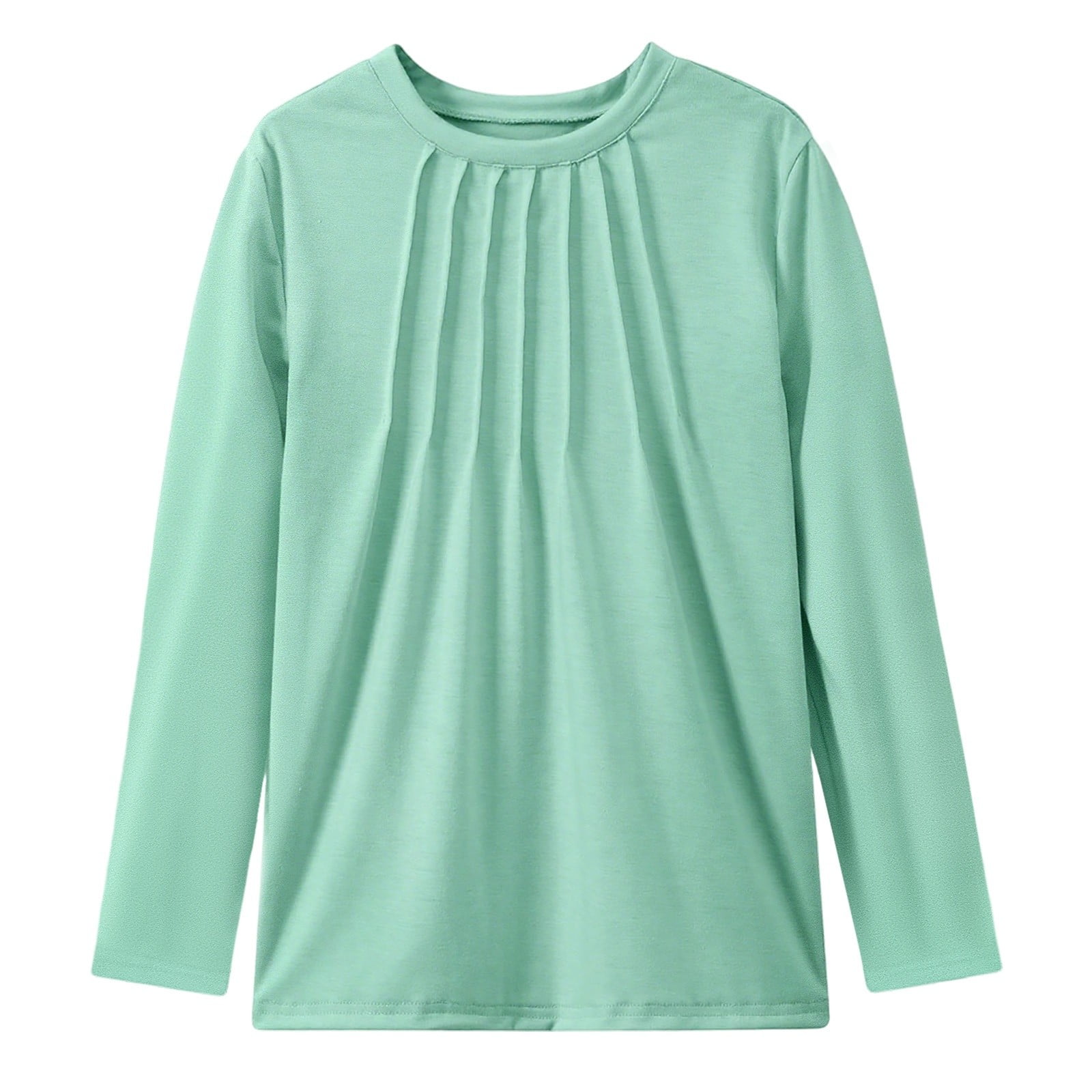 Girls Shirt Solid Color Girls Long Sleeve Solid Color Top Basic Casual ...