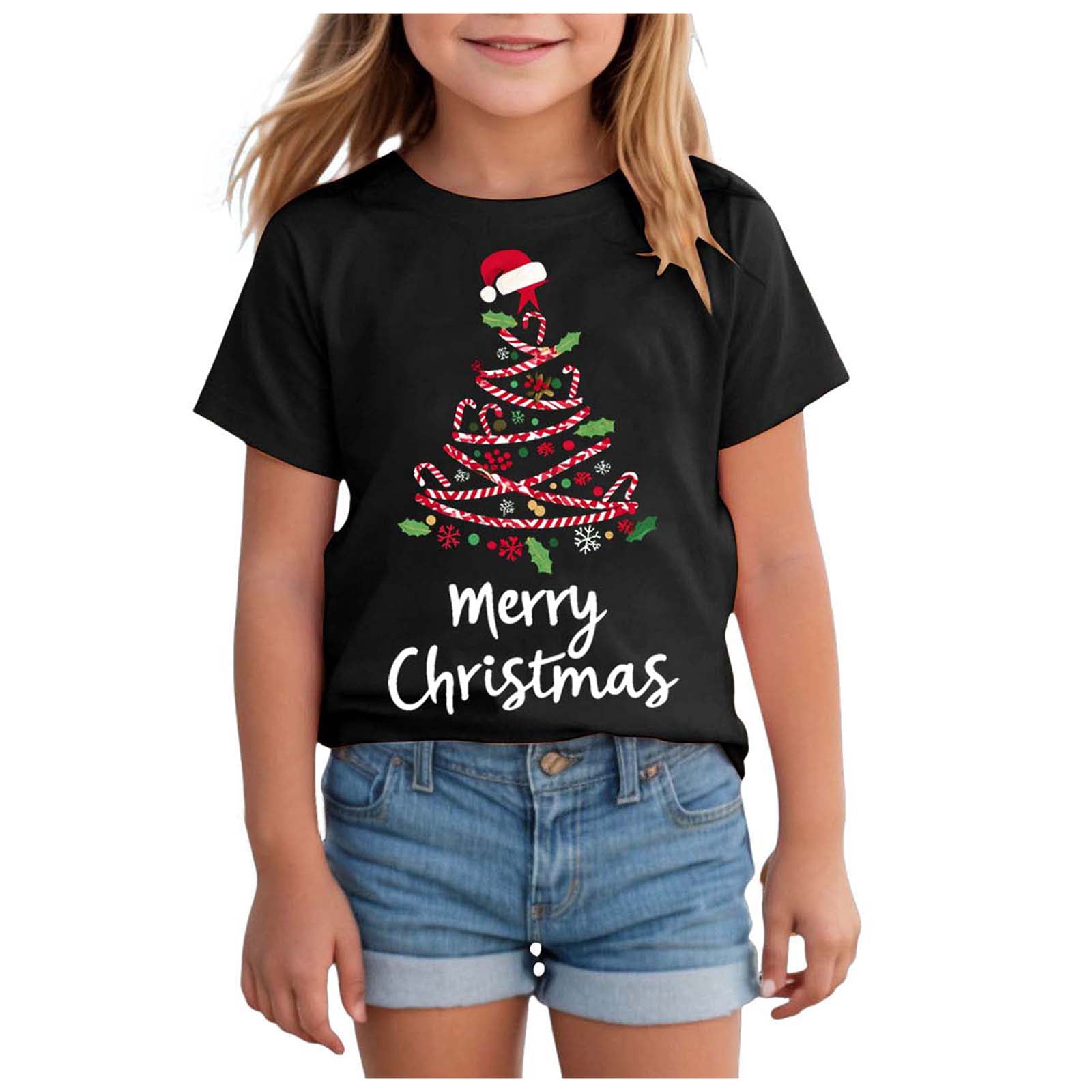 Girls Shirts 10-12 Kids Christmas Shirts Boys Girls Santa Claus T Shirt ...