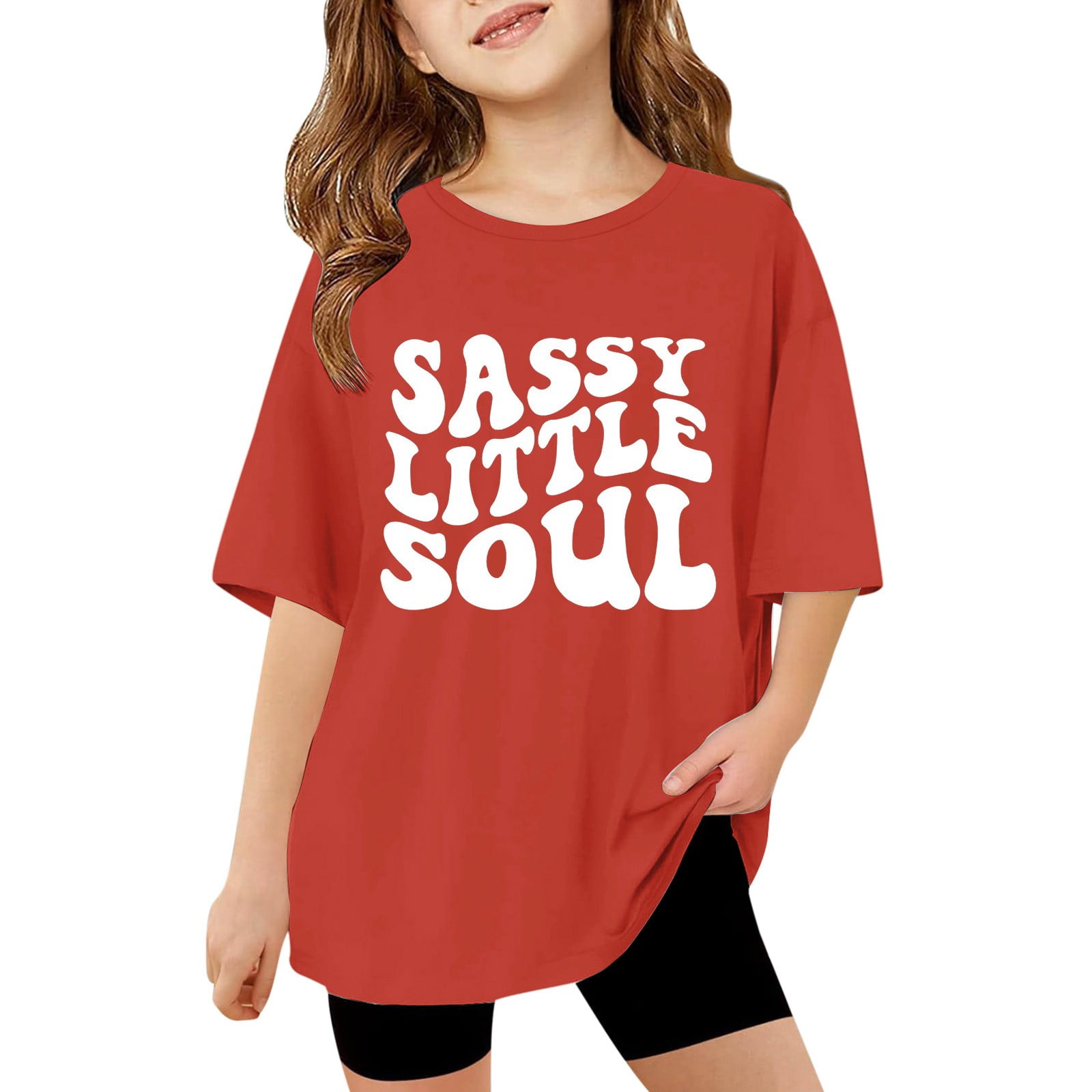Girls Shirts,Kids Girls Basic Tee Short Sleeve Oversized T-Shirt Crew ...