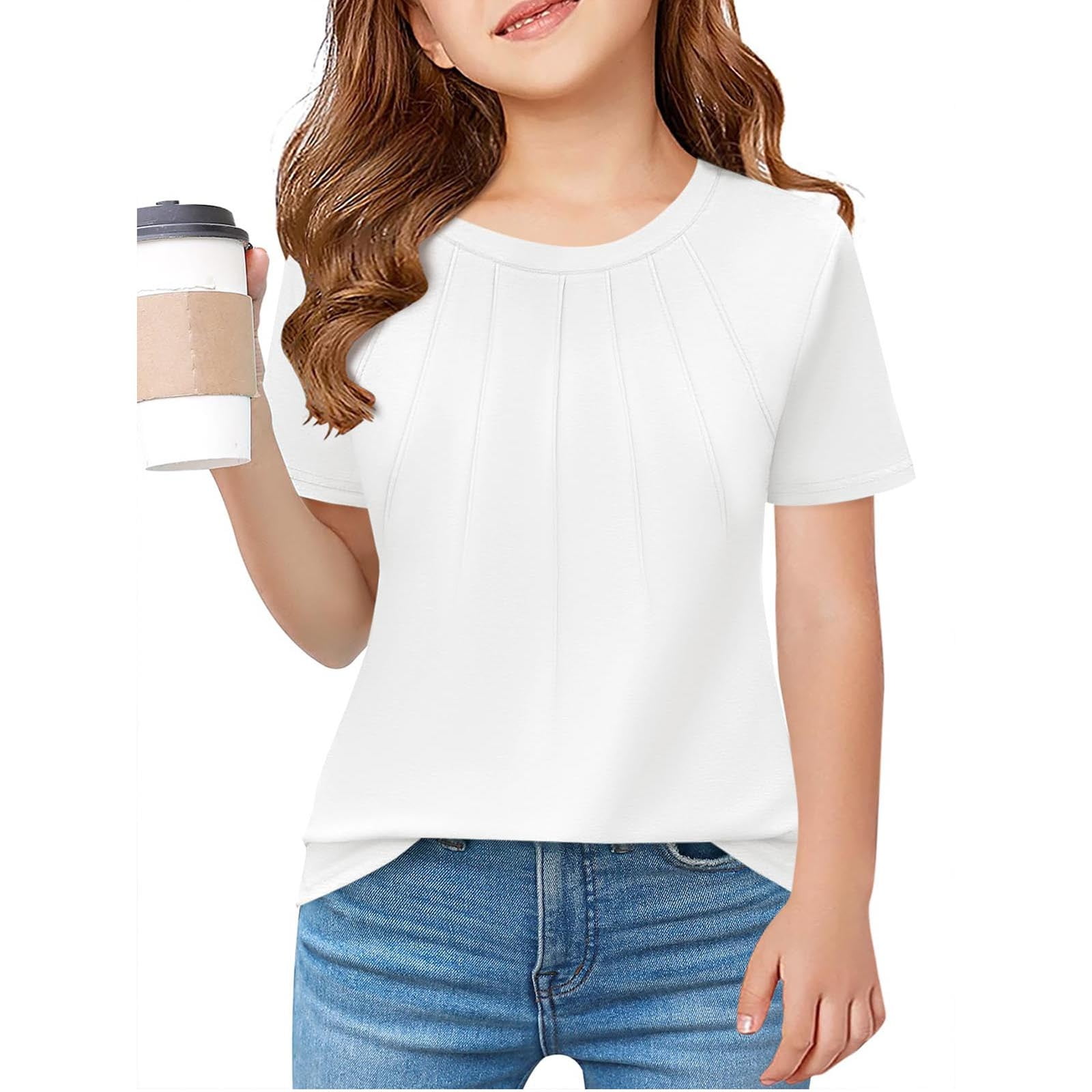 Girls Shirts Size 13-14 Girls Shirts Girls Pleated T Shirts Kids Summer ...
