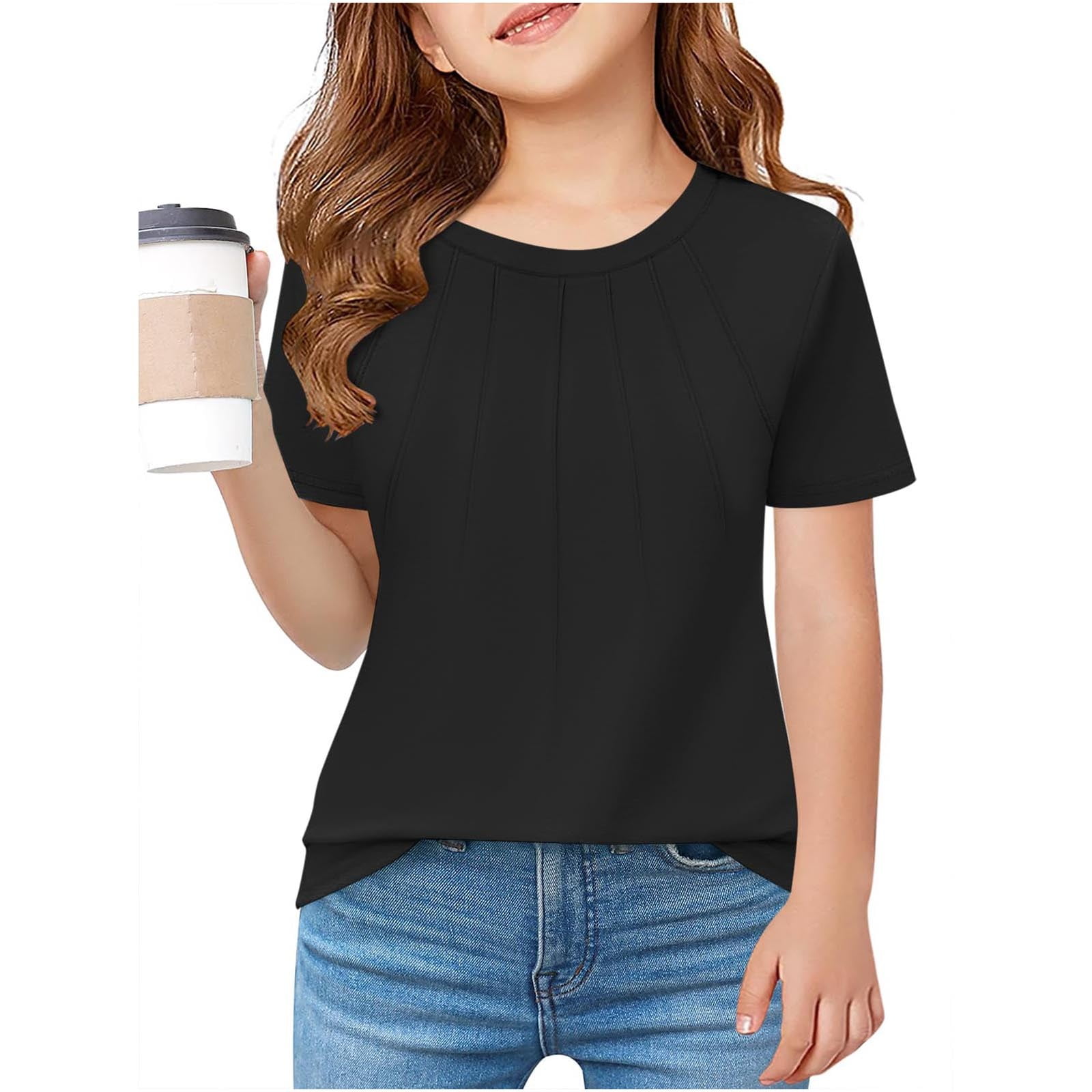 Girls Shirts Size 13-14 Girls Shirts Girls Pleated T Shirts Kids Summer ...