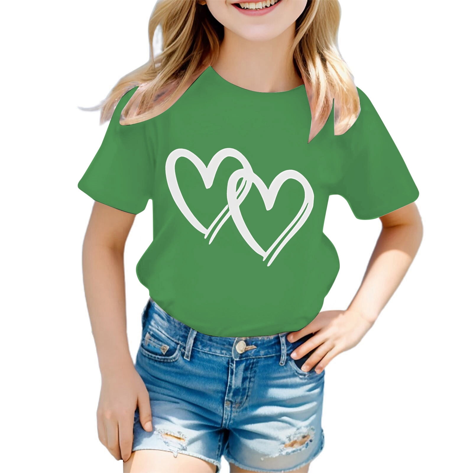 Girls Shirts Size 14-16 Kid Girls Cute Graphic Round Neck Short Sleeve ...