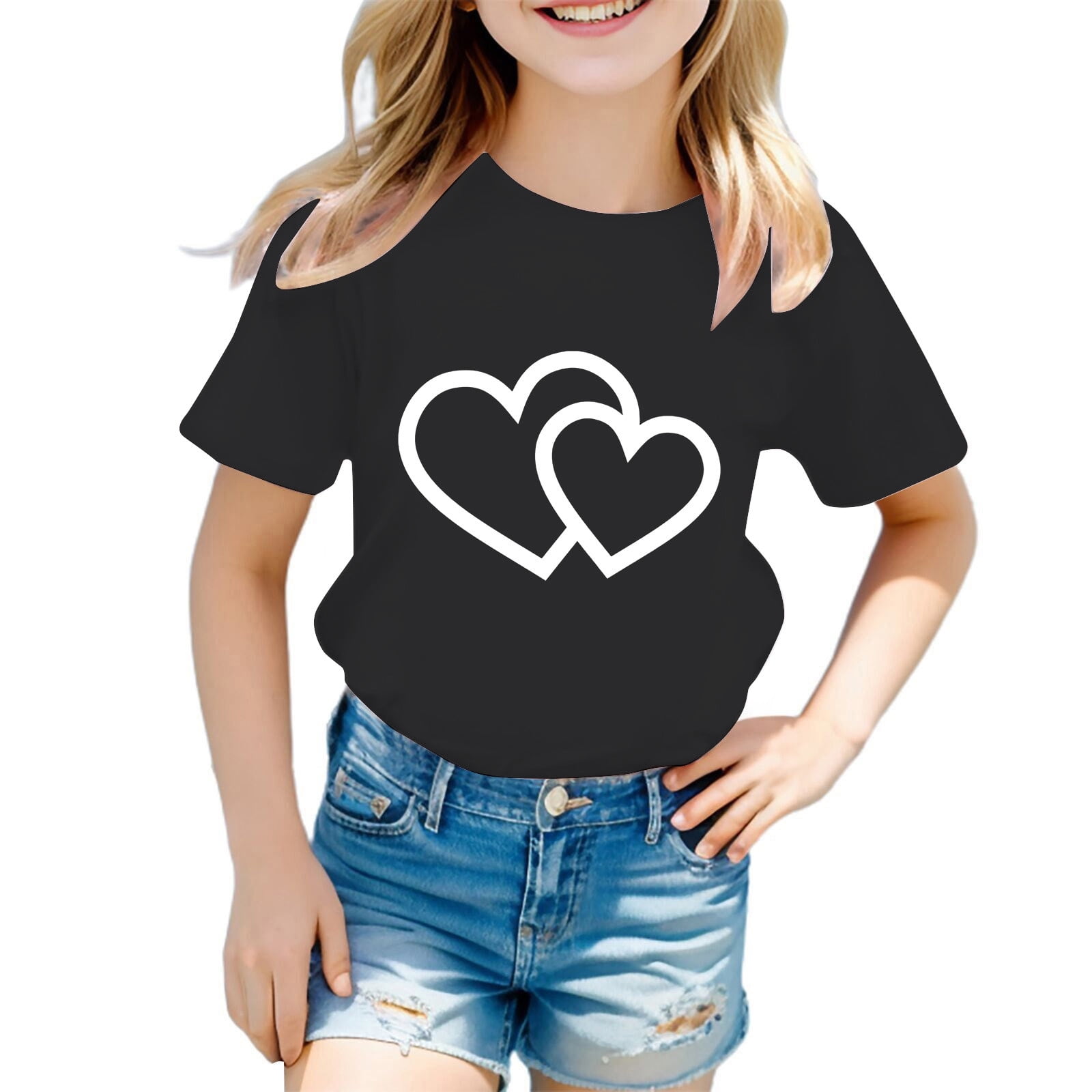 Girls Shirts Size 6 Letter Print Short Sleeve T Shirt Top Kids Active ...
