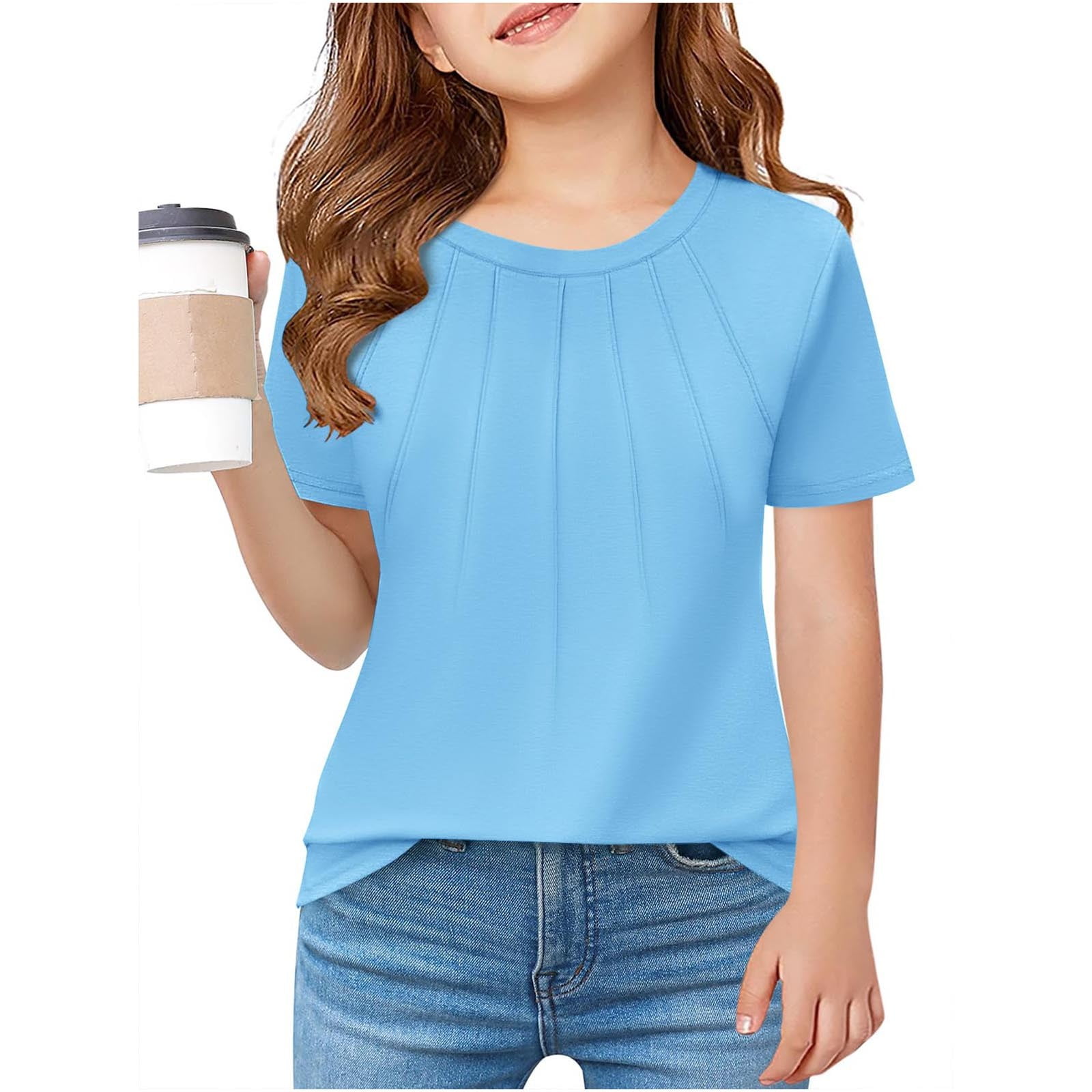 Girls Shirts Size 7-8 Girls Shirts Girls Pleated T Shirts Kids Summer ...