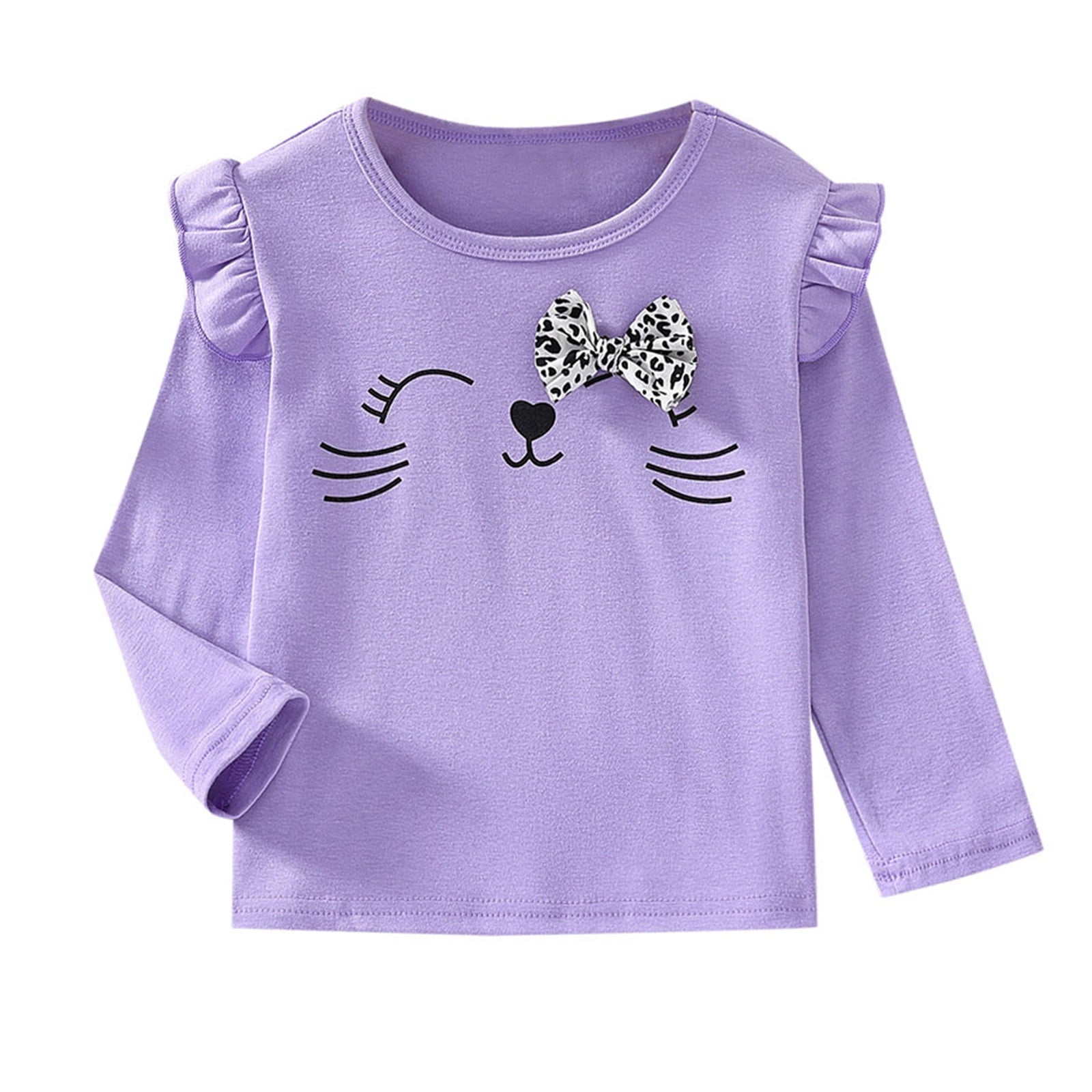 Girls Shirts Soft Crewneck Tee Comfort Basic Print Long Sleeve Blouse ...