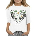 Girls Shirts St. Patrick'S Day Kids 3/4 Sleeve Crew Neck Shamrock Print ...