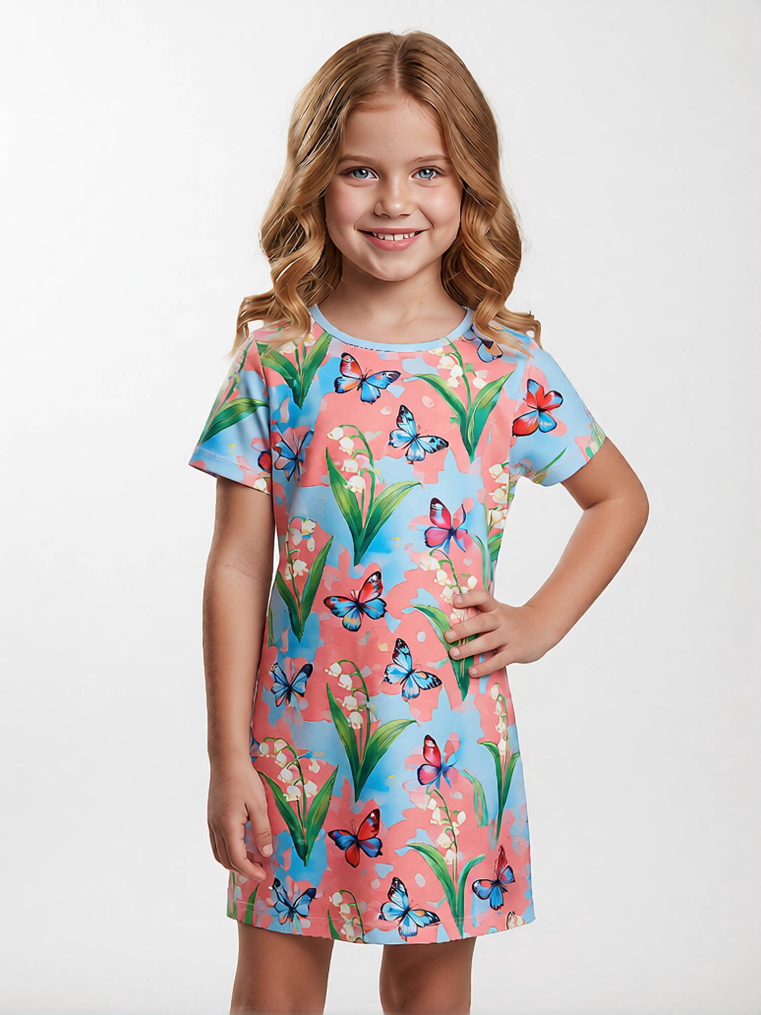 Girls Short Sleeve Everyday Dress, Original Design Pull-On Casual Dress ...