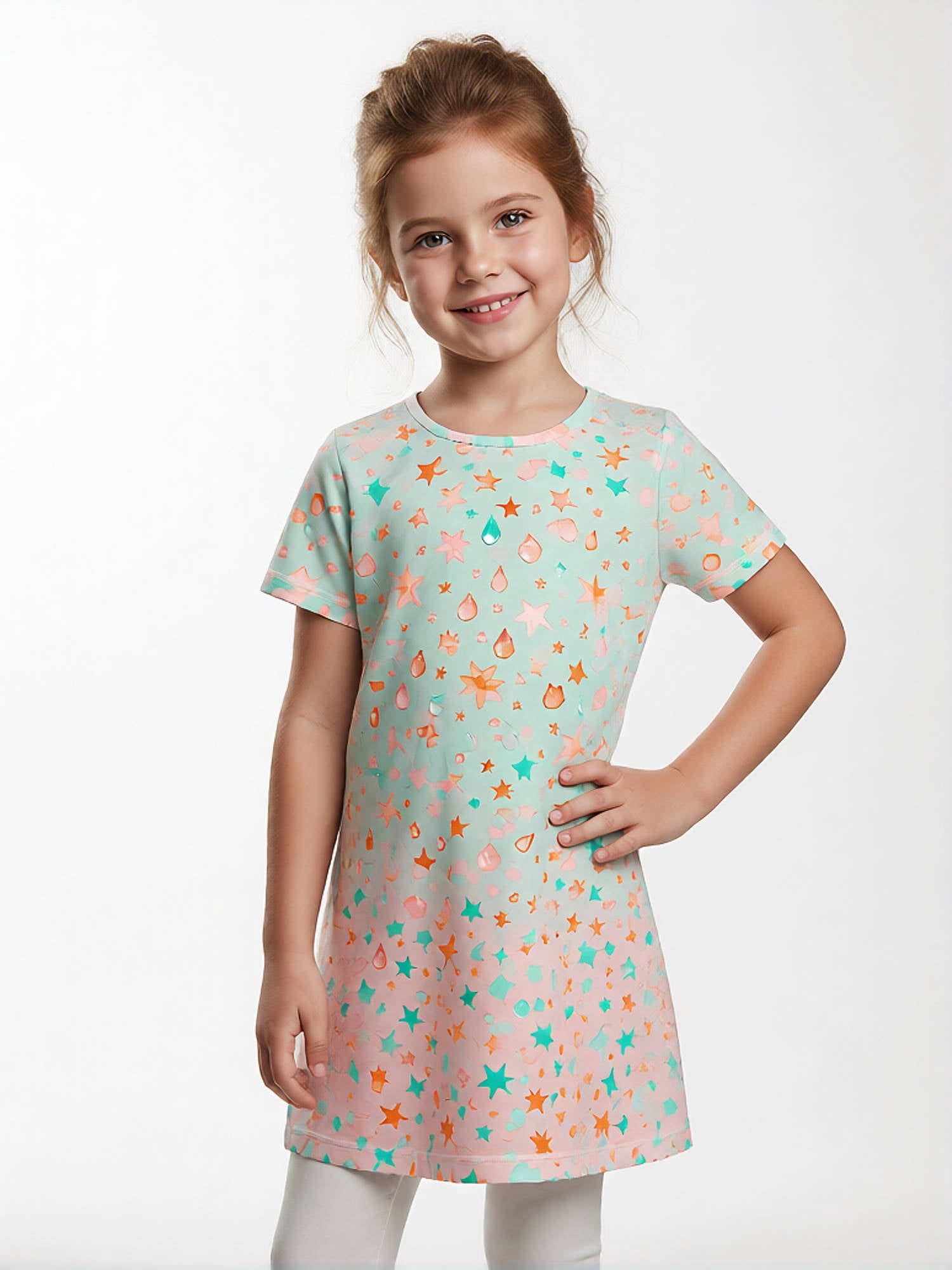 Girls Short Sleeve Everyday Dress, Original Design Pull-On Casual Dress ...