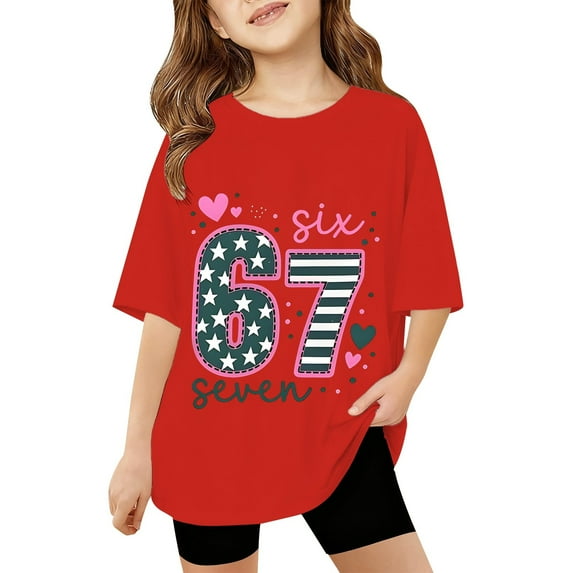 Girls Short Sleeve Graphic Tshirts For Kids Casual Loose 67 Meme ...