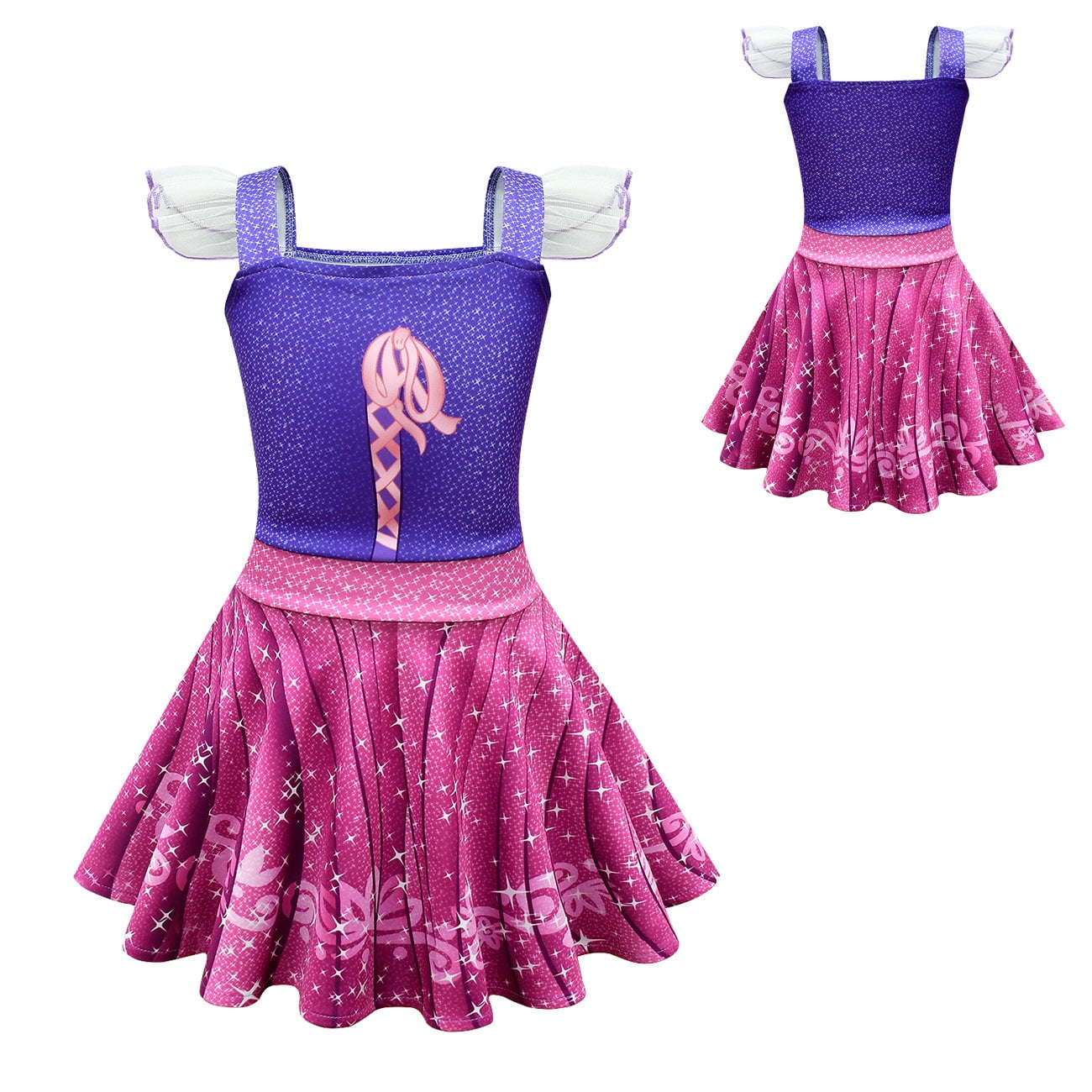 Girls Short Sleeve Princess Dress Tina/Jasmine/ Rapunzel Fancy Birthday ...