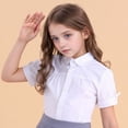 Girls Short Sleeve Shirt Solid Blouse School Uniform Shirt Classic ...