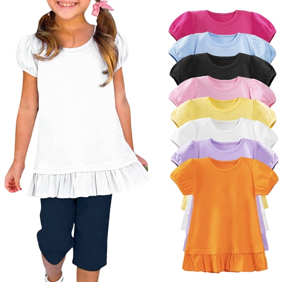 Girls Short Sleeve T Shirts Spring And Summer Girls Shirts Solid Color ...