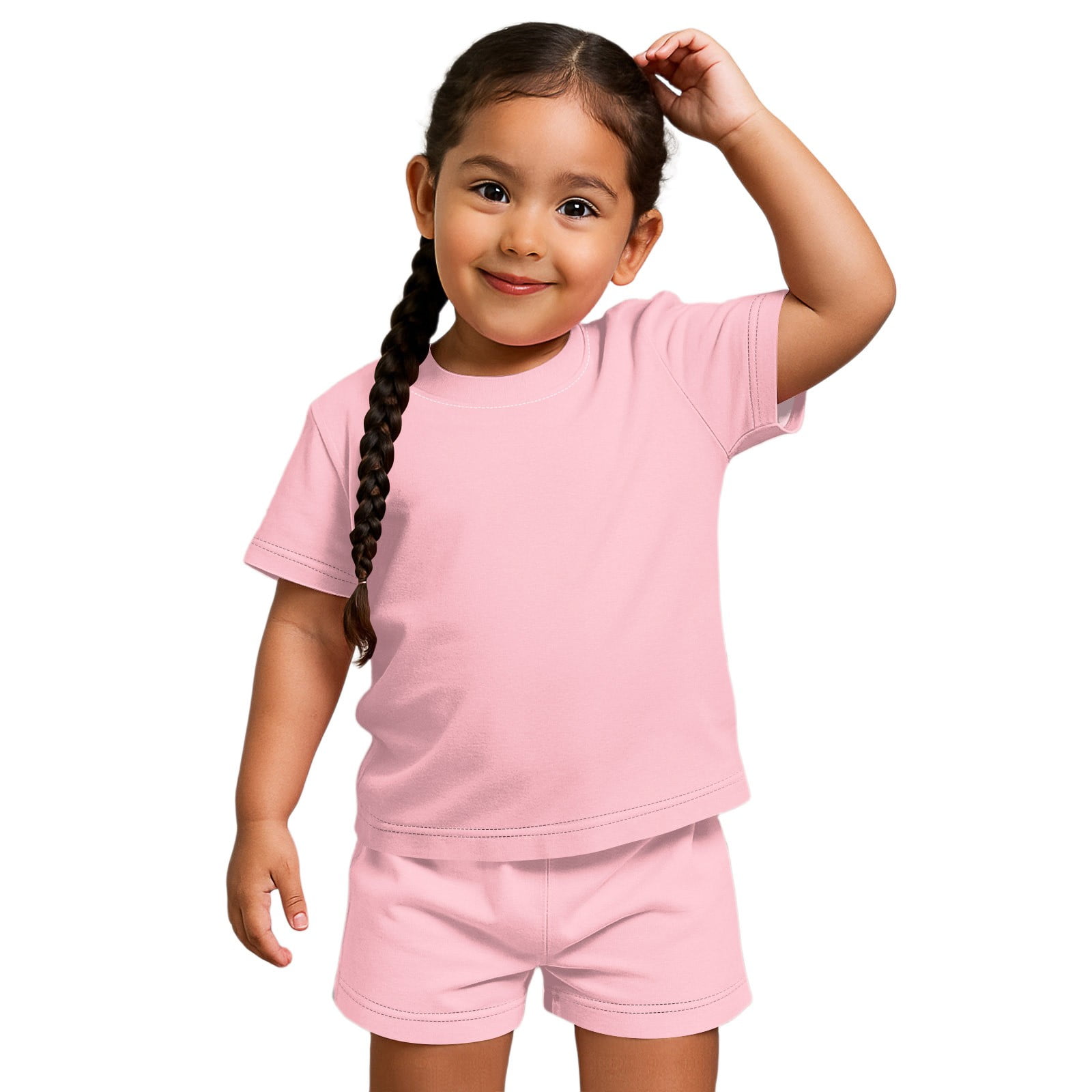 Girls Shorts Set, Matching Short Sleeve Top and Elastic Waist Shorts ...