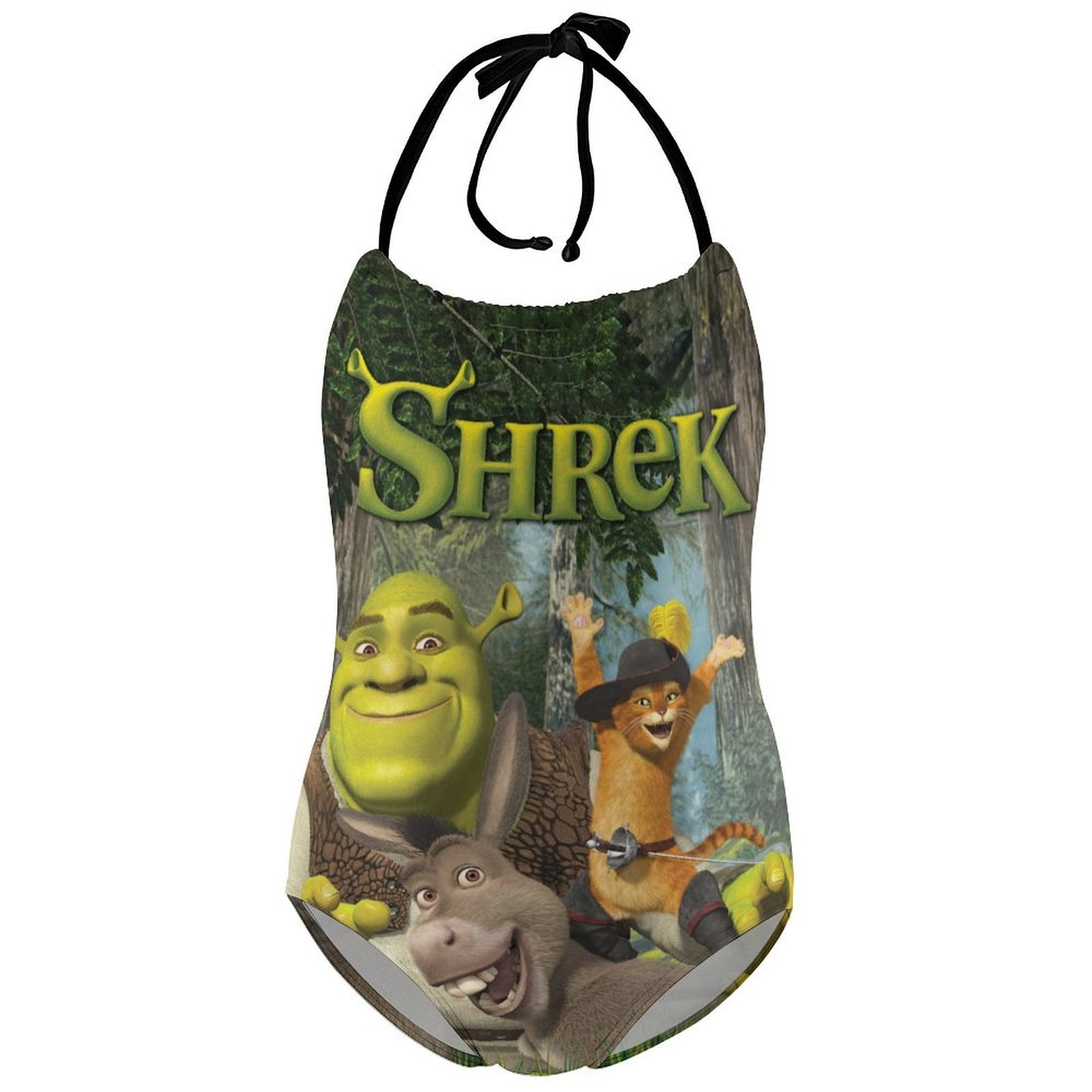 Girls Shrek Bathing Suit One Piece Halter Neck Strap Swimwear - Walmart.com