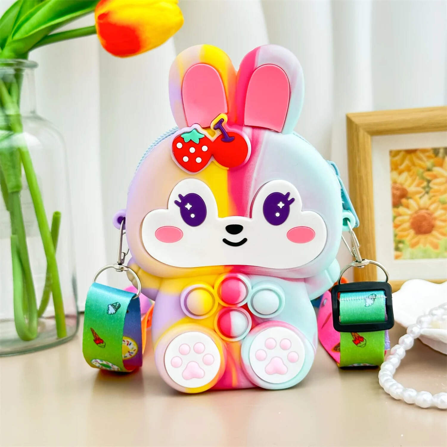 Girls Silicone Cute Rabbit Messenger Bag Coin Purse Children's ...