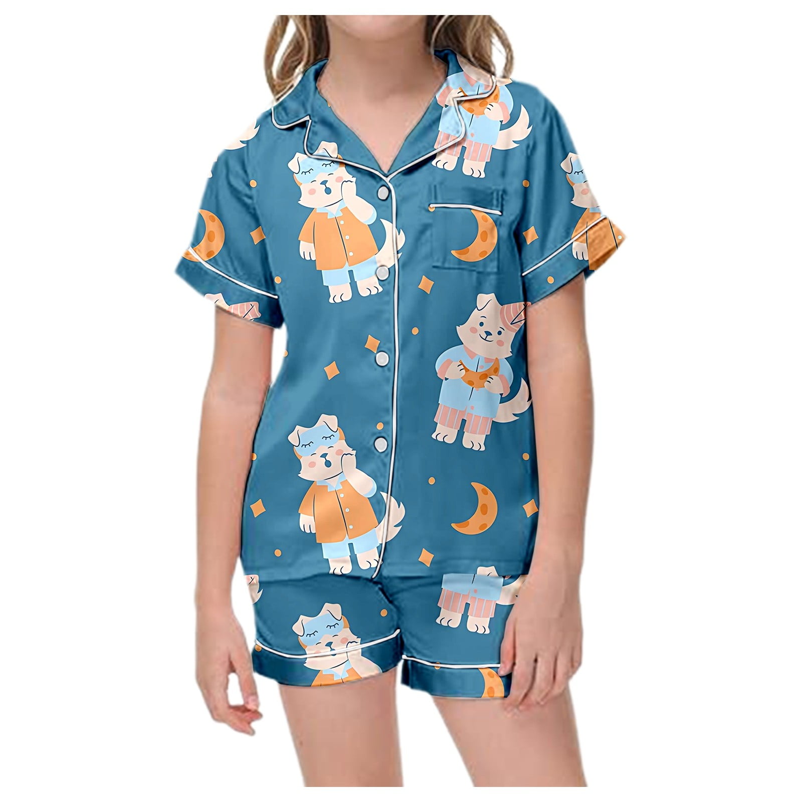 Girls Silk Pajamas Children Girls Cute Printed Satin Pajamas, Summer ...
