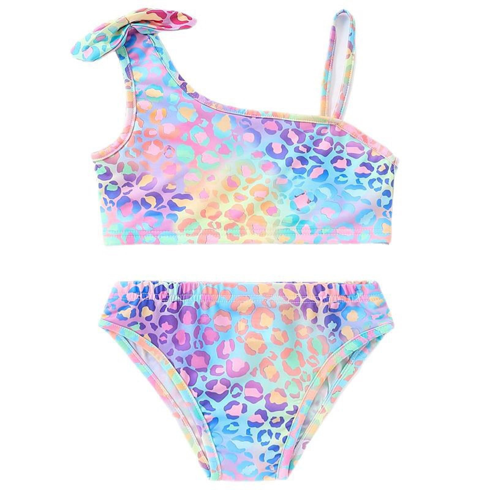 Girls Size 8 Swimsuit One Shoulder Gradient Bikini Summer 2Piece Beach ...