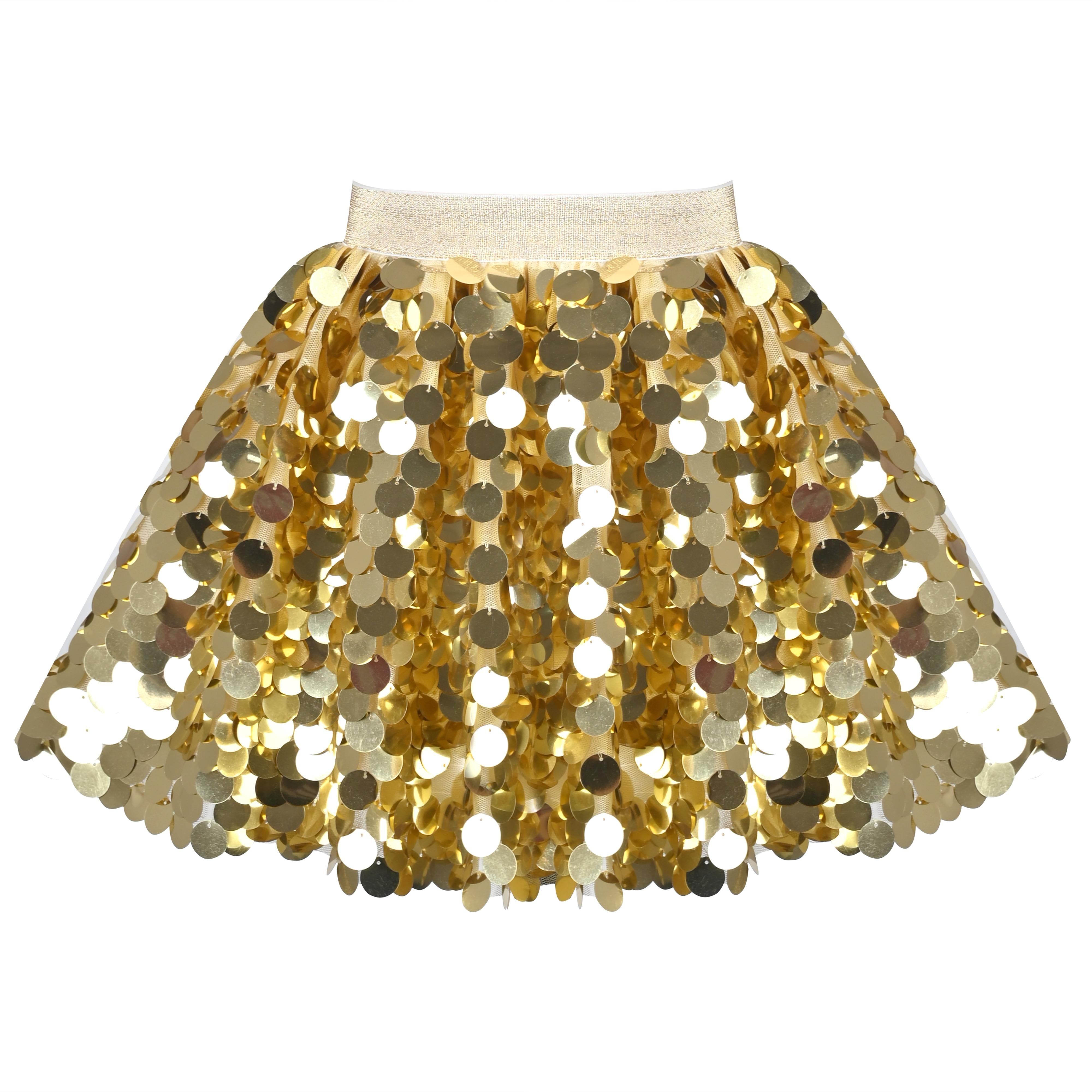 Girls Skirt Yellow High Waist Twinkling Sequin Tutu Ballet Celebration ...