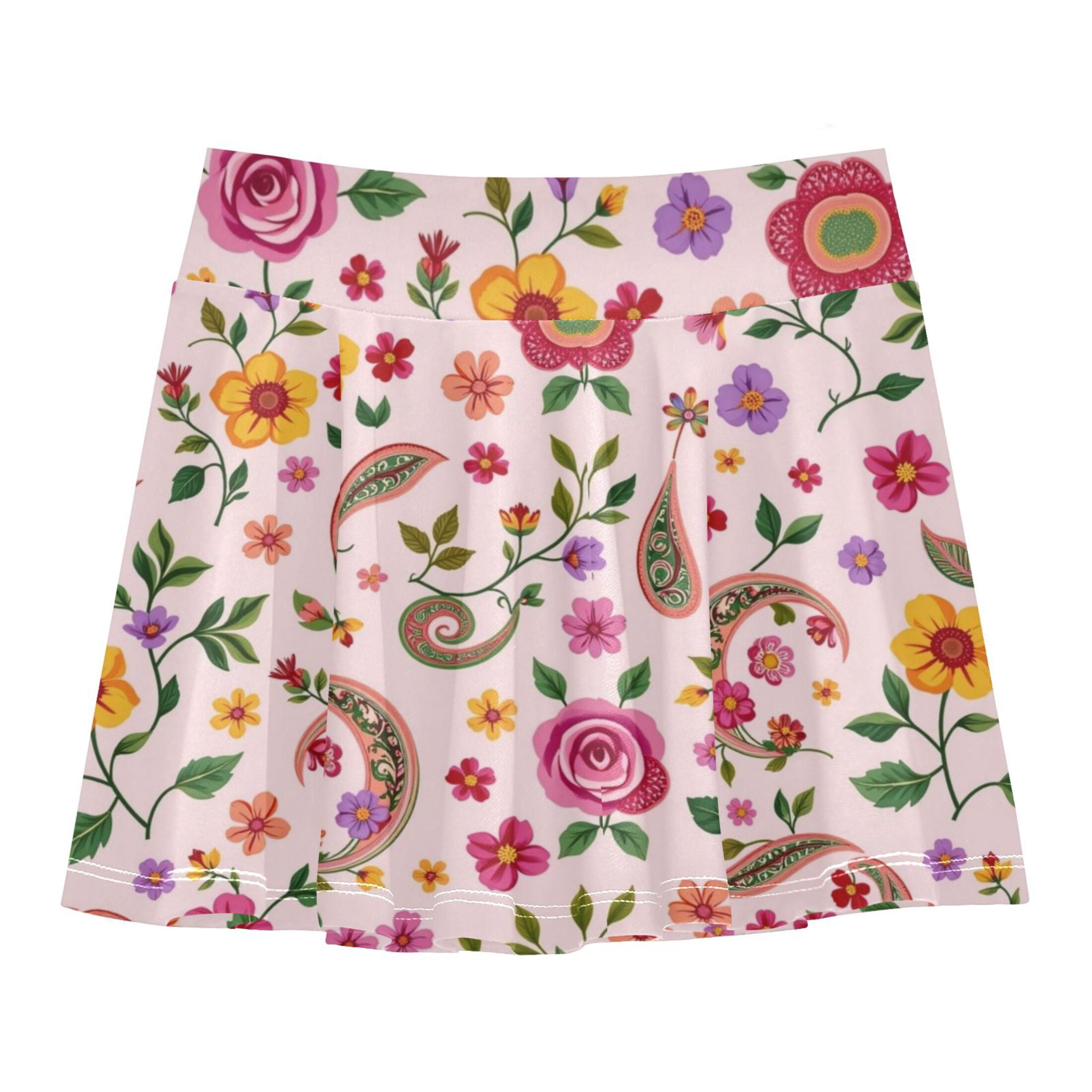 Girls' Skorts Elastic Waist Skorts with Inner Shorts Athletic Workout ...