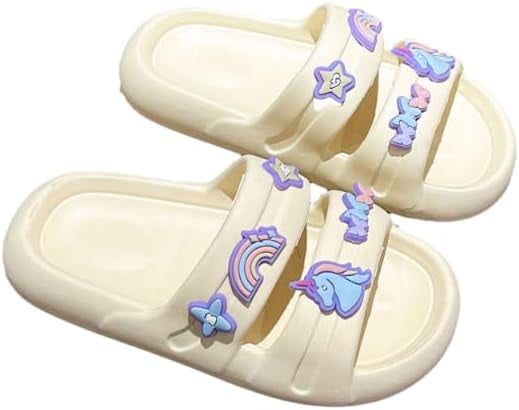 Girls Slides Slippers with Colorful Hearts Shape Charms Slippers Little ...