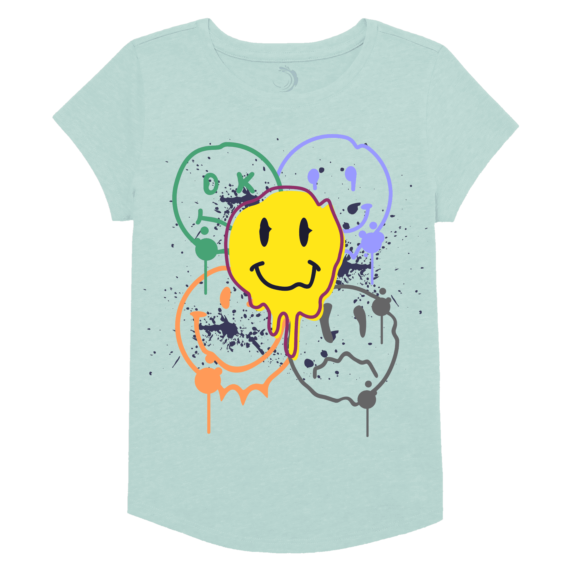 Girls Smiley Face Graphic Tee, Assorted Colors T-Shirt, Cotton/Poly ...