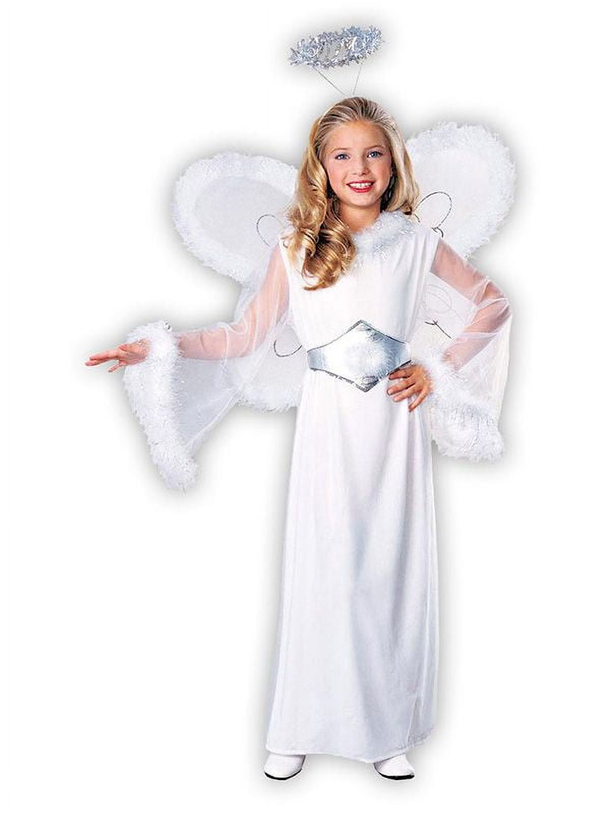 Rubies Feathered Snow Angel Costume with Wings for Kids, Girls Medium ...