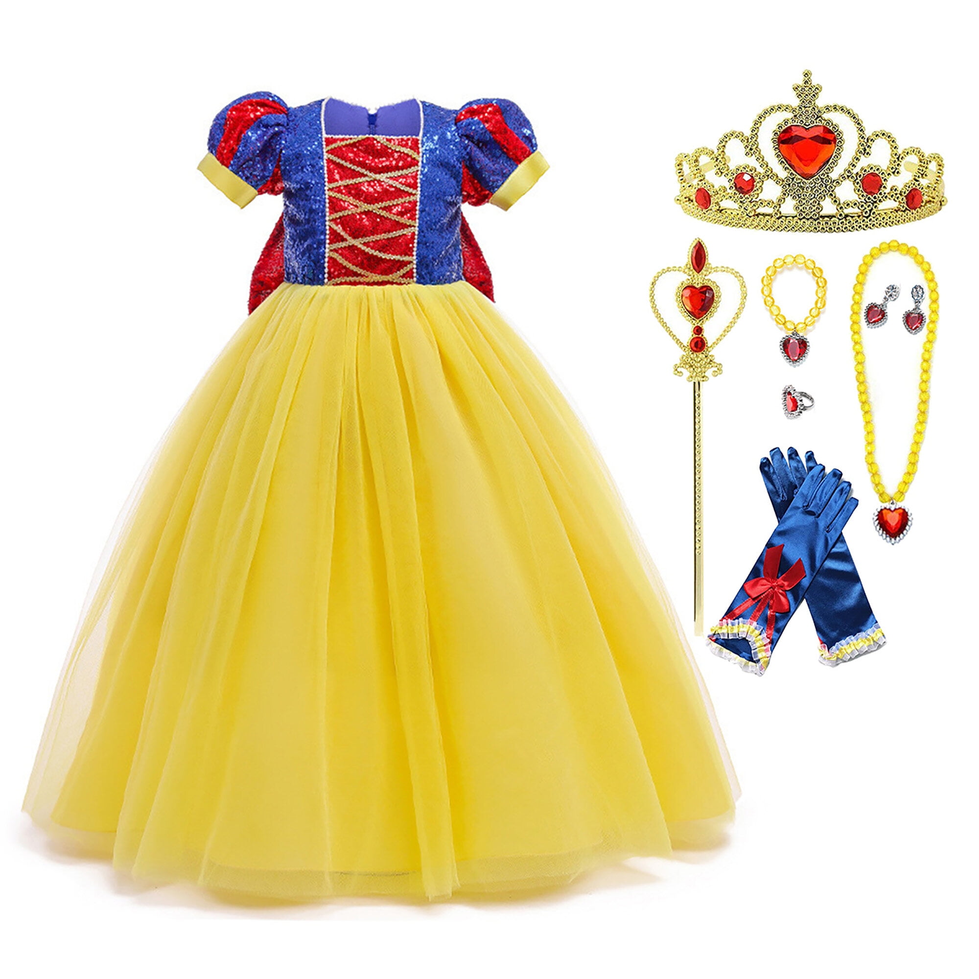 Girls' Snow White Princess Dress up Fairy Tales Costume Cosplay Party ...