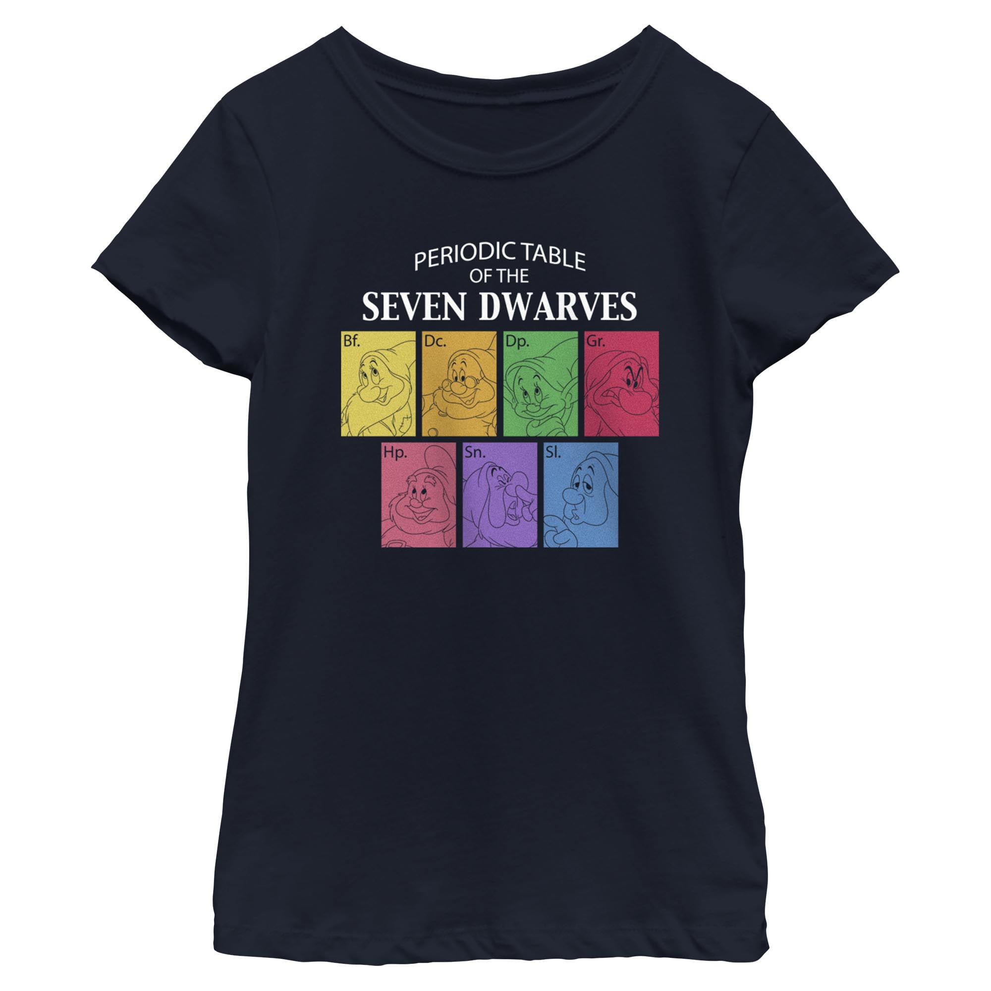 Girls Snow White and the Seven Dwarfs Periodic Table Multicolor T Shirt ...