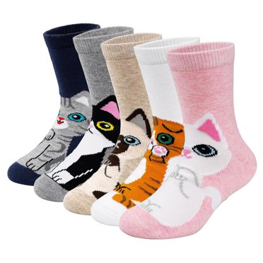 6 Pair Youth Girls Socks Size 6-8, Novelty Assorted Designs, Crew Low ...