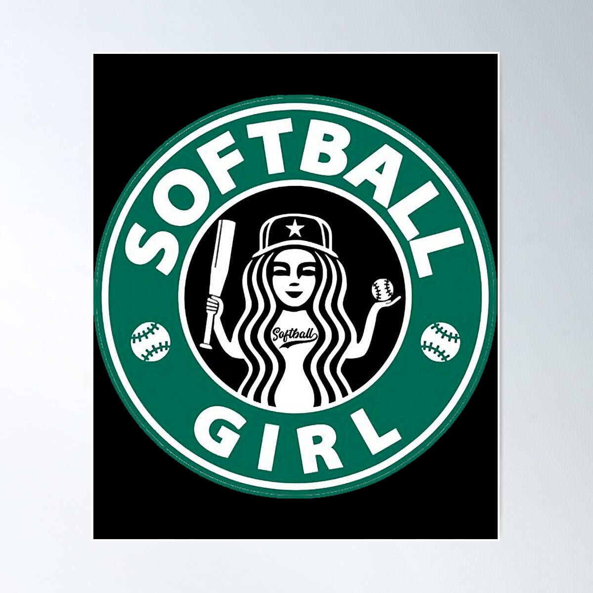 Girls Softball Logo Great Team Gift For Teen Players Or Mom Poster Wall ...
