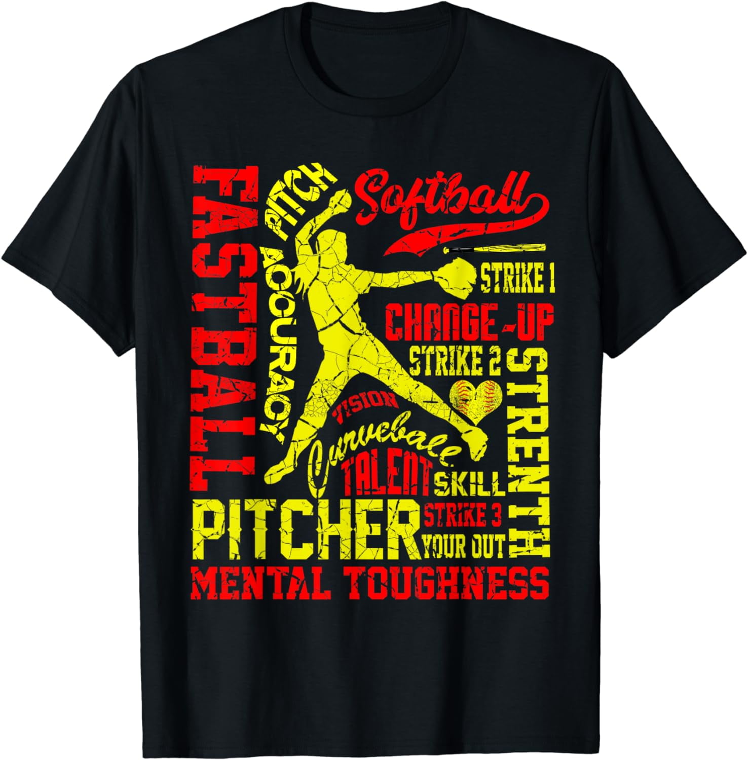 Girls Softball Pitcher Best Traits Distressed Great Teen T-Shirt ...