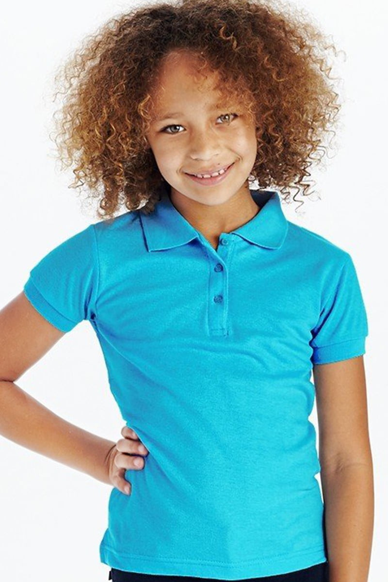 Girls Solid Button Up Polo Shirt - Walmart.com