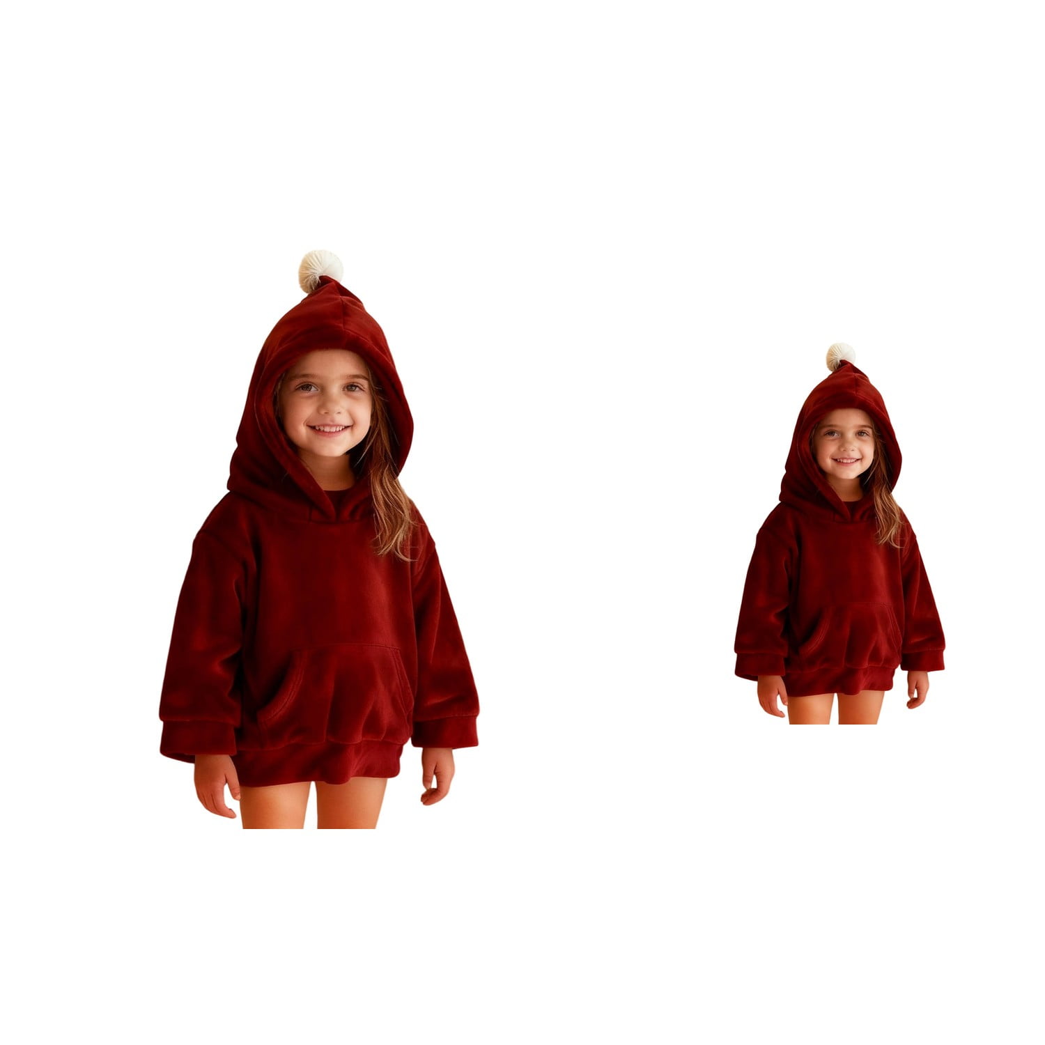 Girls Solid Color Pullover Hoodie Loose Fit Plaid Pattern Korean Style ...