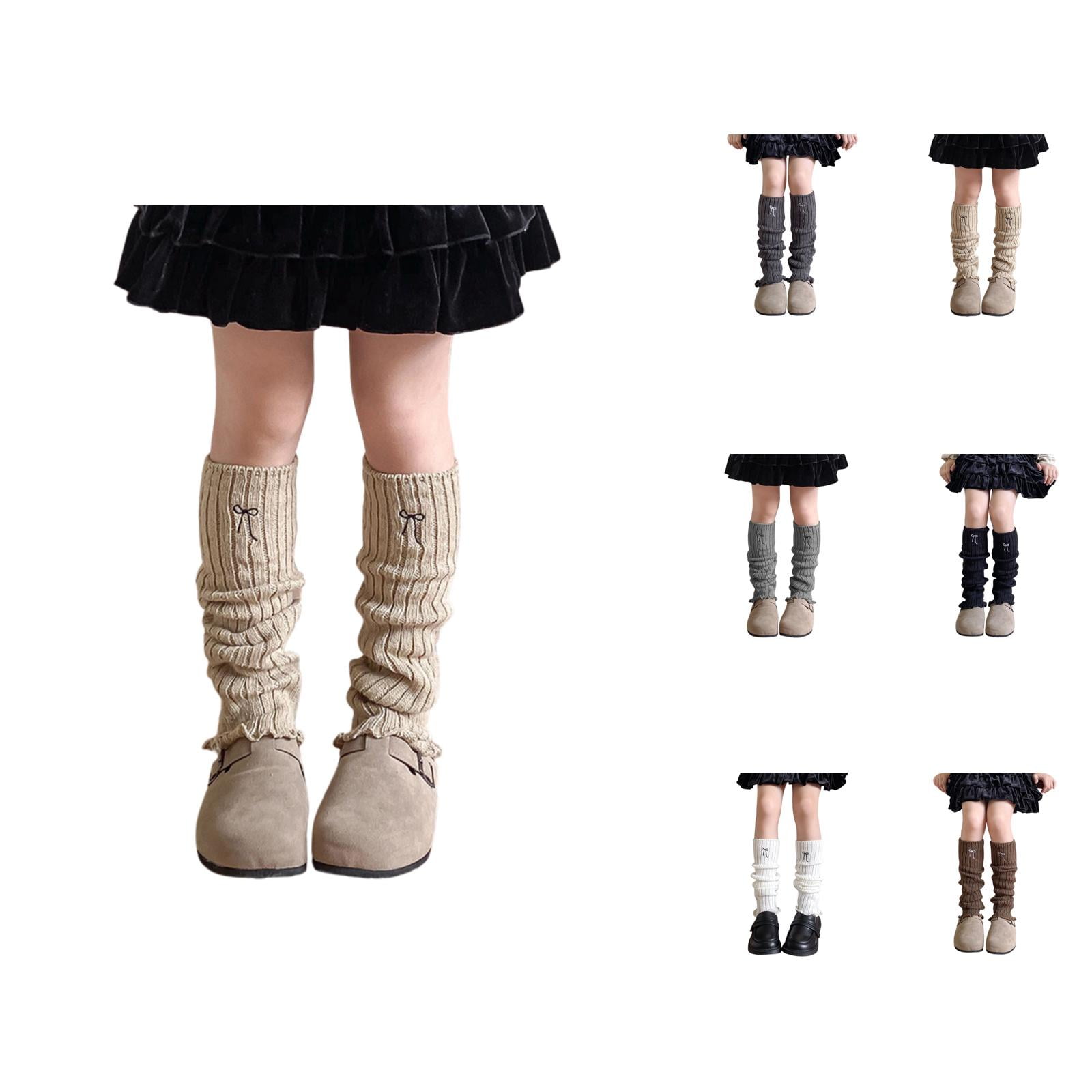 Girls Solid Knit Lolita Calf Socks – Soft Breathable Crew Socks ...