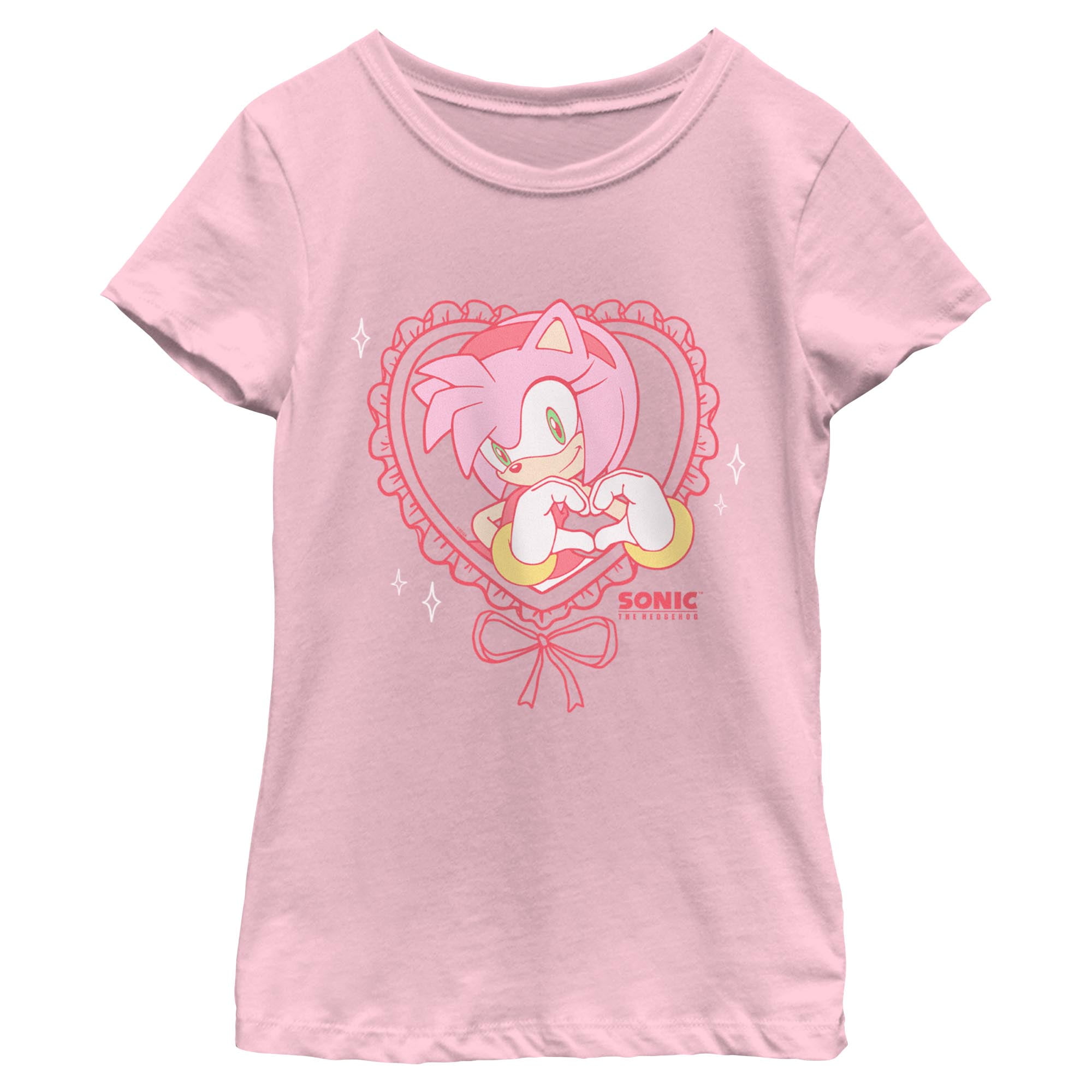 Girls Sonic the Hedgehog Ribbon Heart Amy T Shirt - Walmart.com