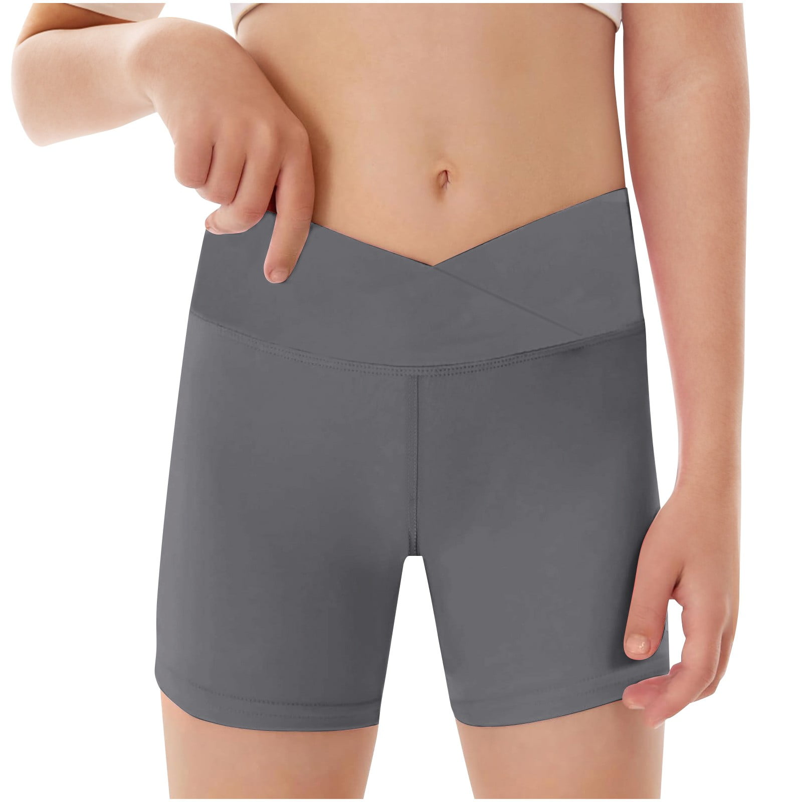 Girls Spandex Biker Shorts High Waist Workout Pants Stretch Youth Kids ...
