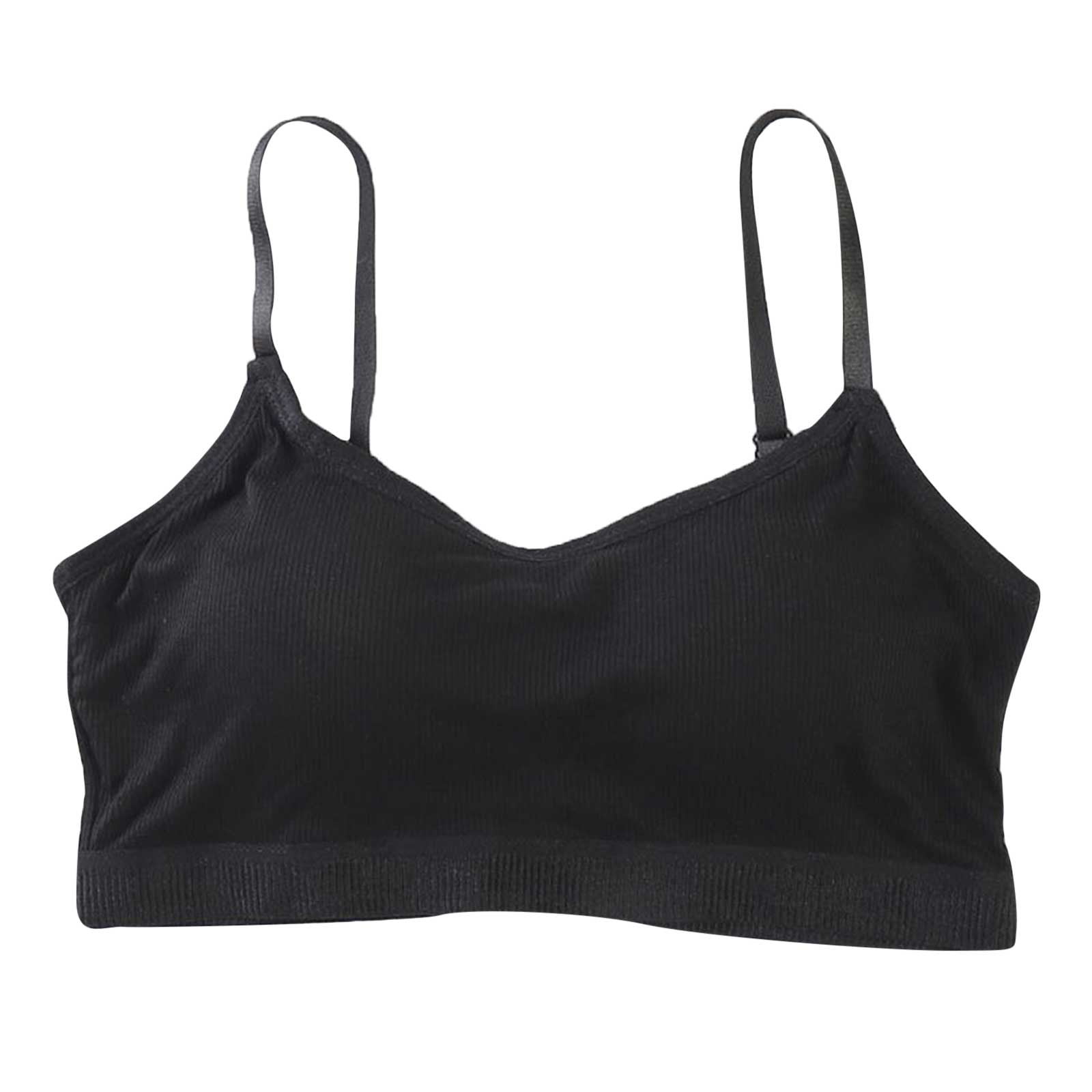 Girls Sports Bra Kids Girls Solid Wire Free Adjustable Straps Bralettes ...
