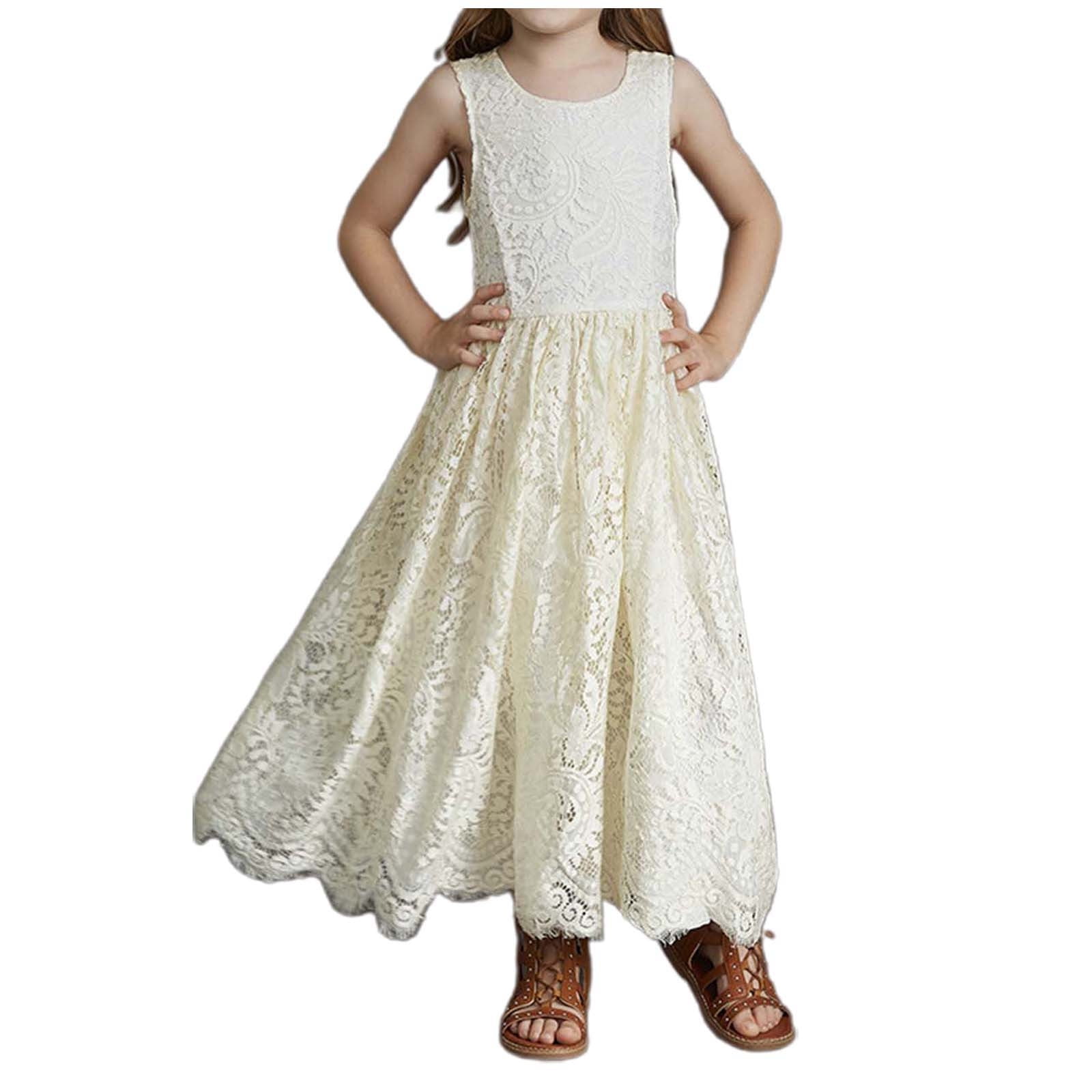 Girls Spring Dress Baby Solid Lace Party Sleeveless Elegant Layered ...