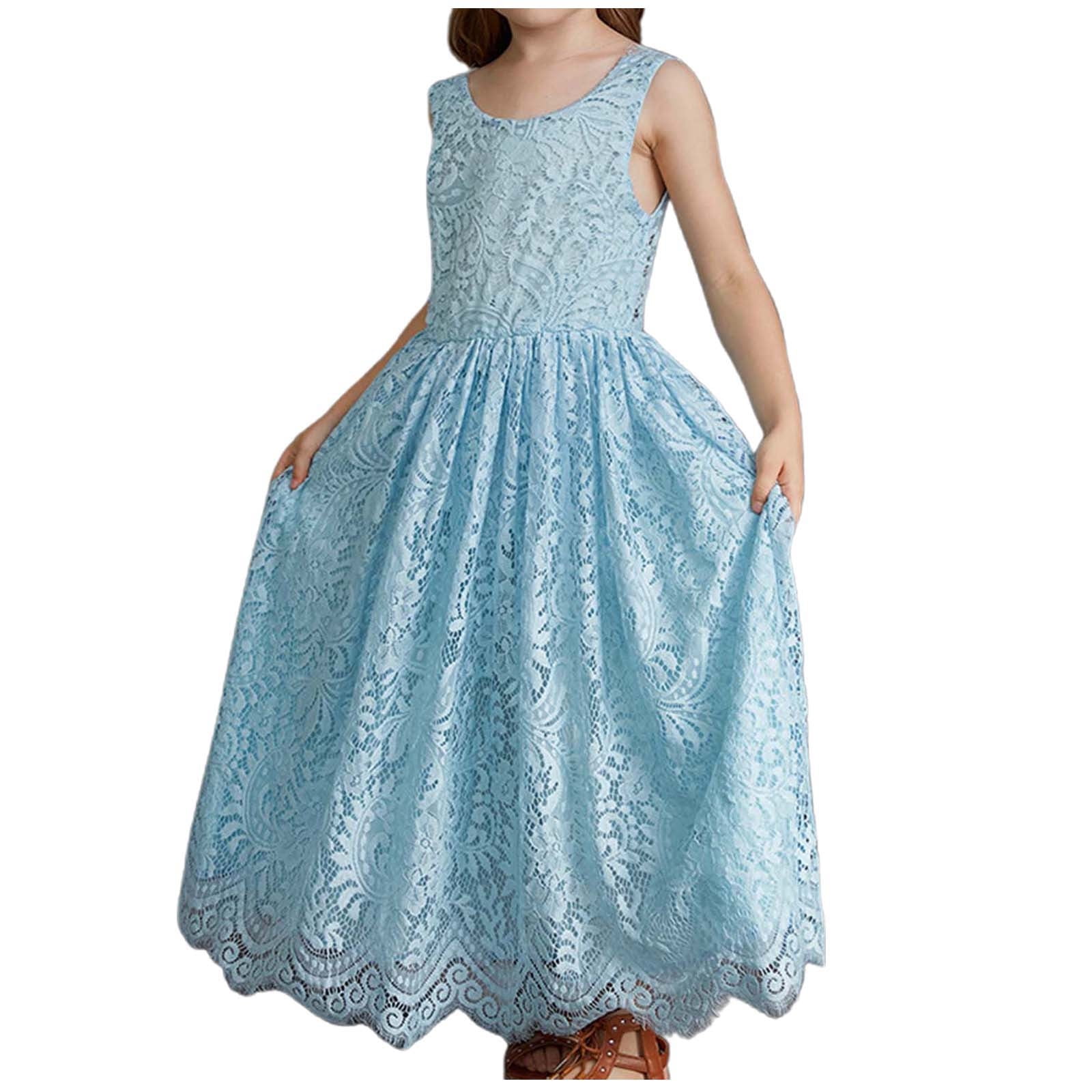 Girls Spring Dress Baby Solid Lace Party Sleeveless Elegant Layered ...