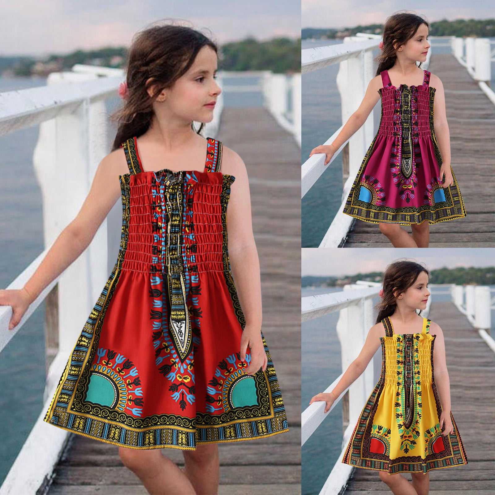 Girls Spring Dress Baby Traditional Ankara Style Sleeveless Suspenders ...