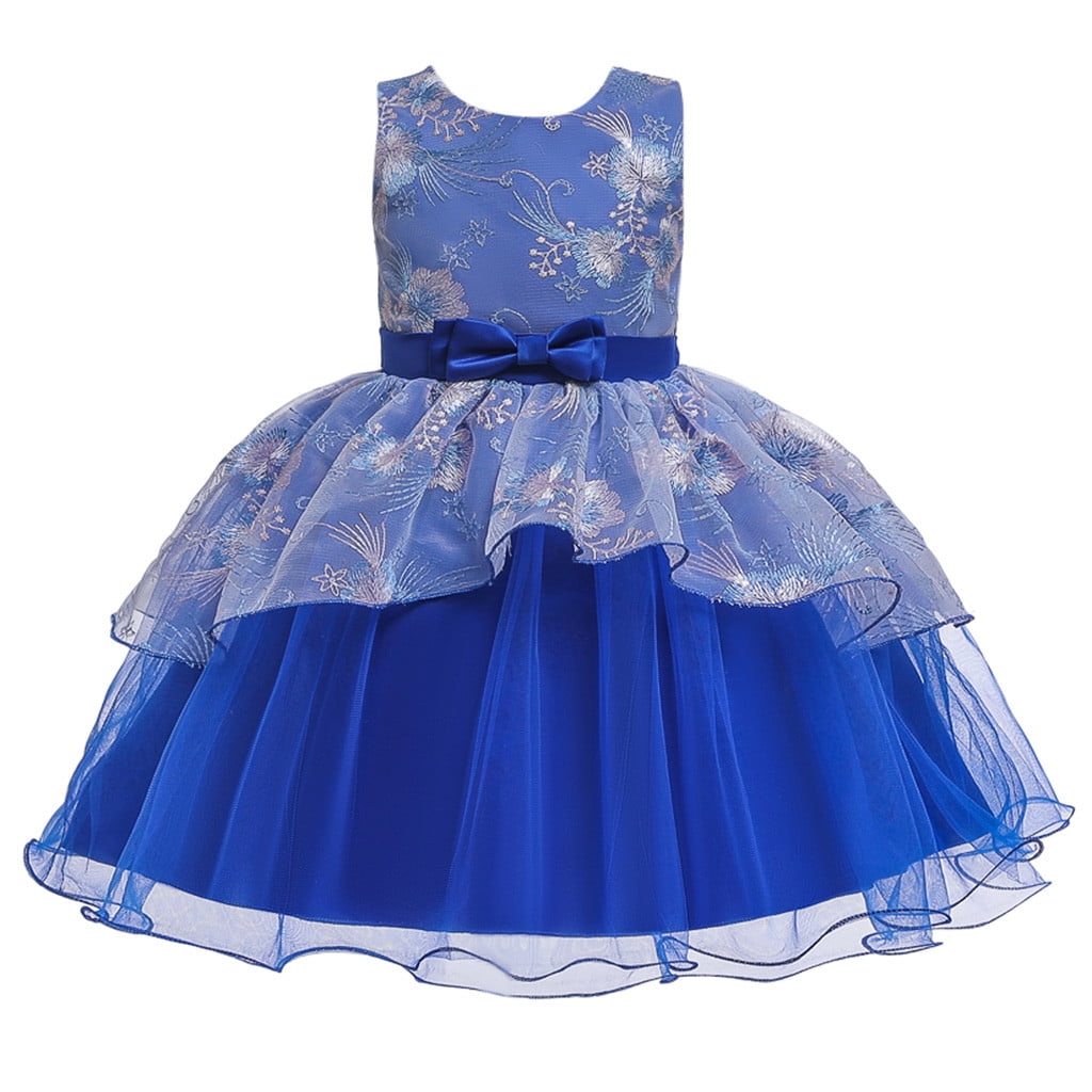 Girls Spring Dress Gown Princess Birthday Bridesmaid Wedding Floral ...