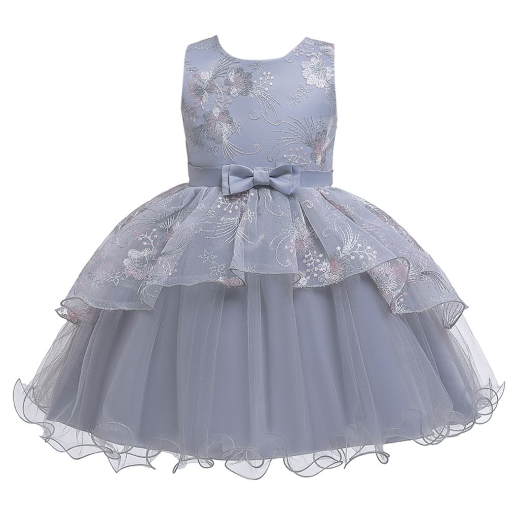 Girls Spring Dress Gown Princess Birthday Bridesmaid Wedding Floral ...