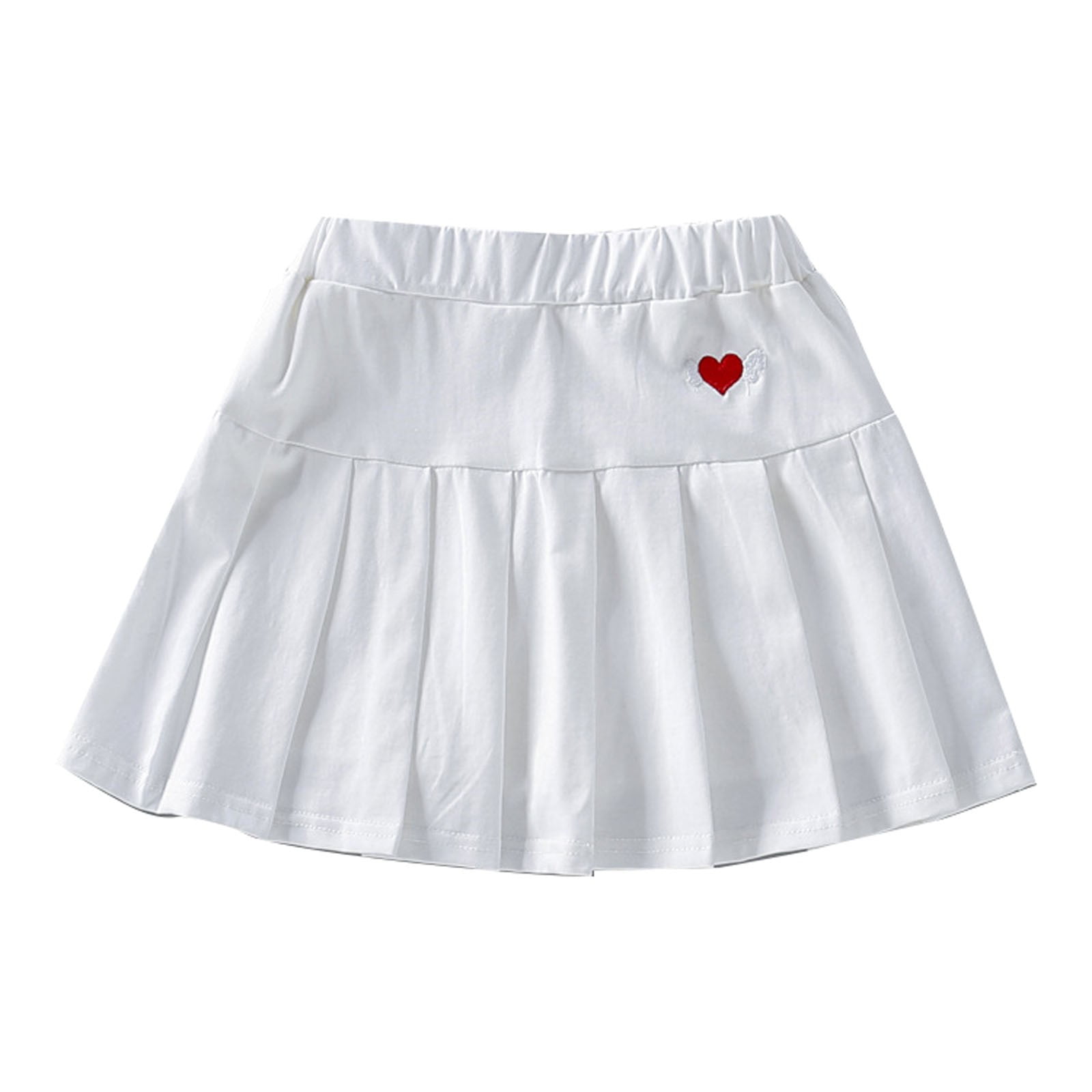 Girls Spring Dress Kids Skorts Skirts Plain Heart Pleated Skater Sport ...