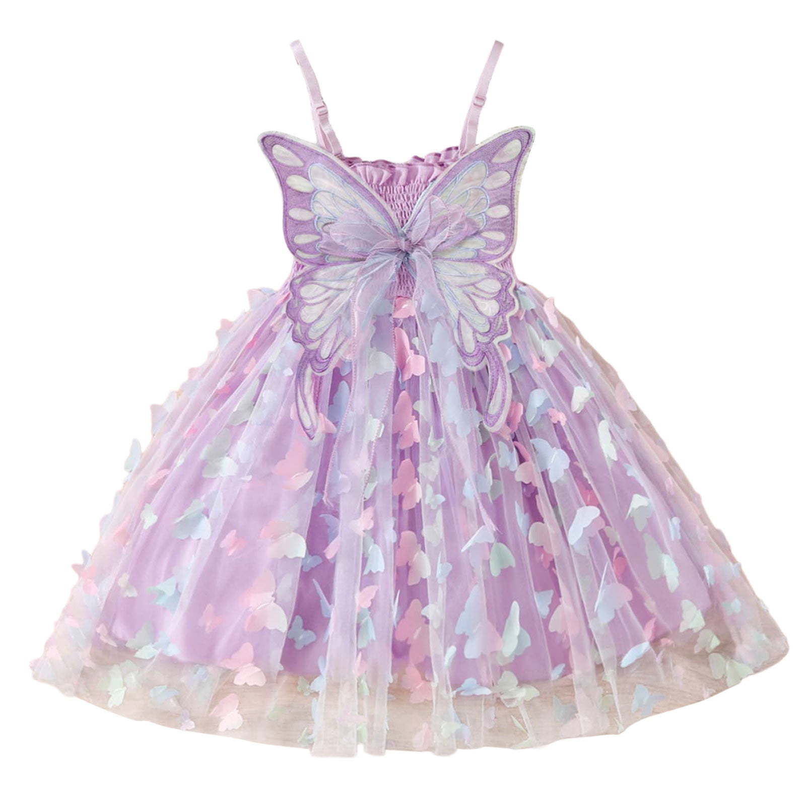 Girls Spring Dress Sleeveless Butterflies Wing Dance Party Princess ...