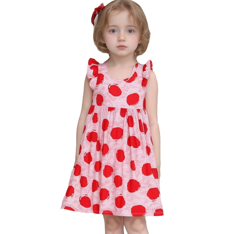 Girls Spring Dress Summer Dresses Floral Casual Loose Fit Round Neck ...