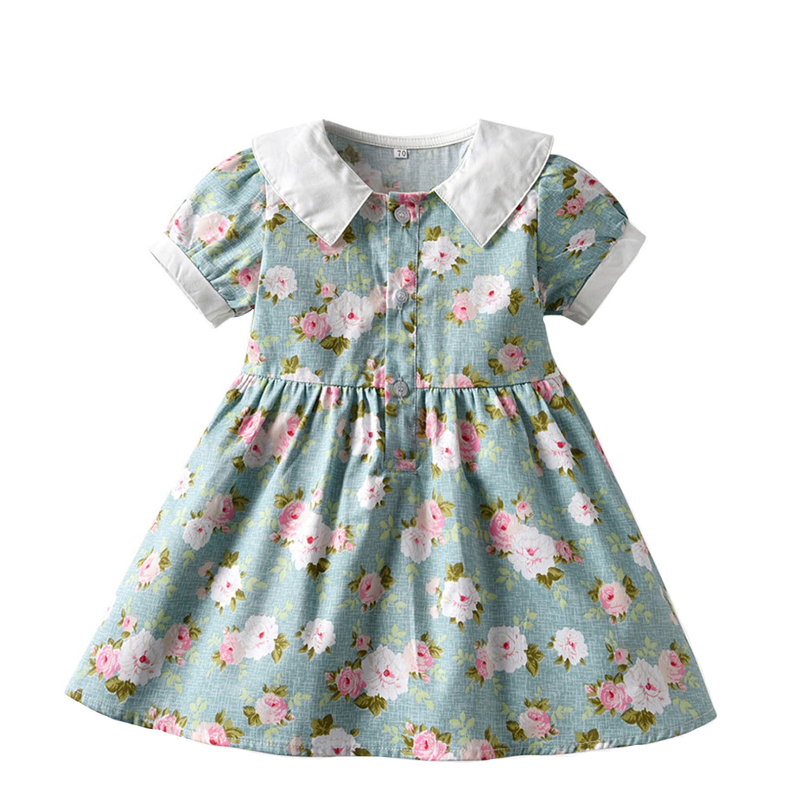 Girls Spring Dress Toddler Spring Summer Floral Cotton Short Sleeve ...