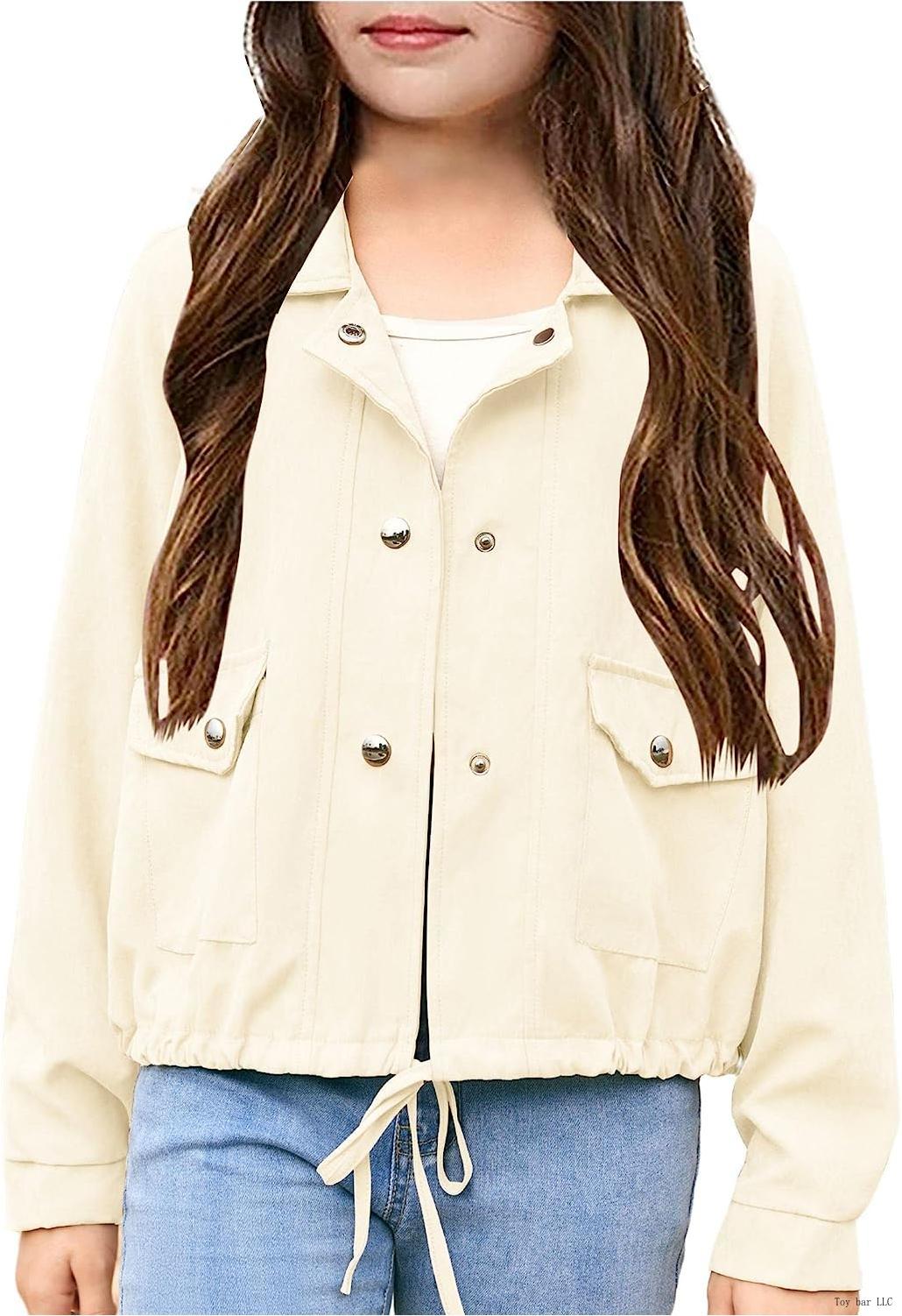 Girls Spring Jackets Casual Solid Button Down Tops Long Sleeve ...
